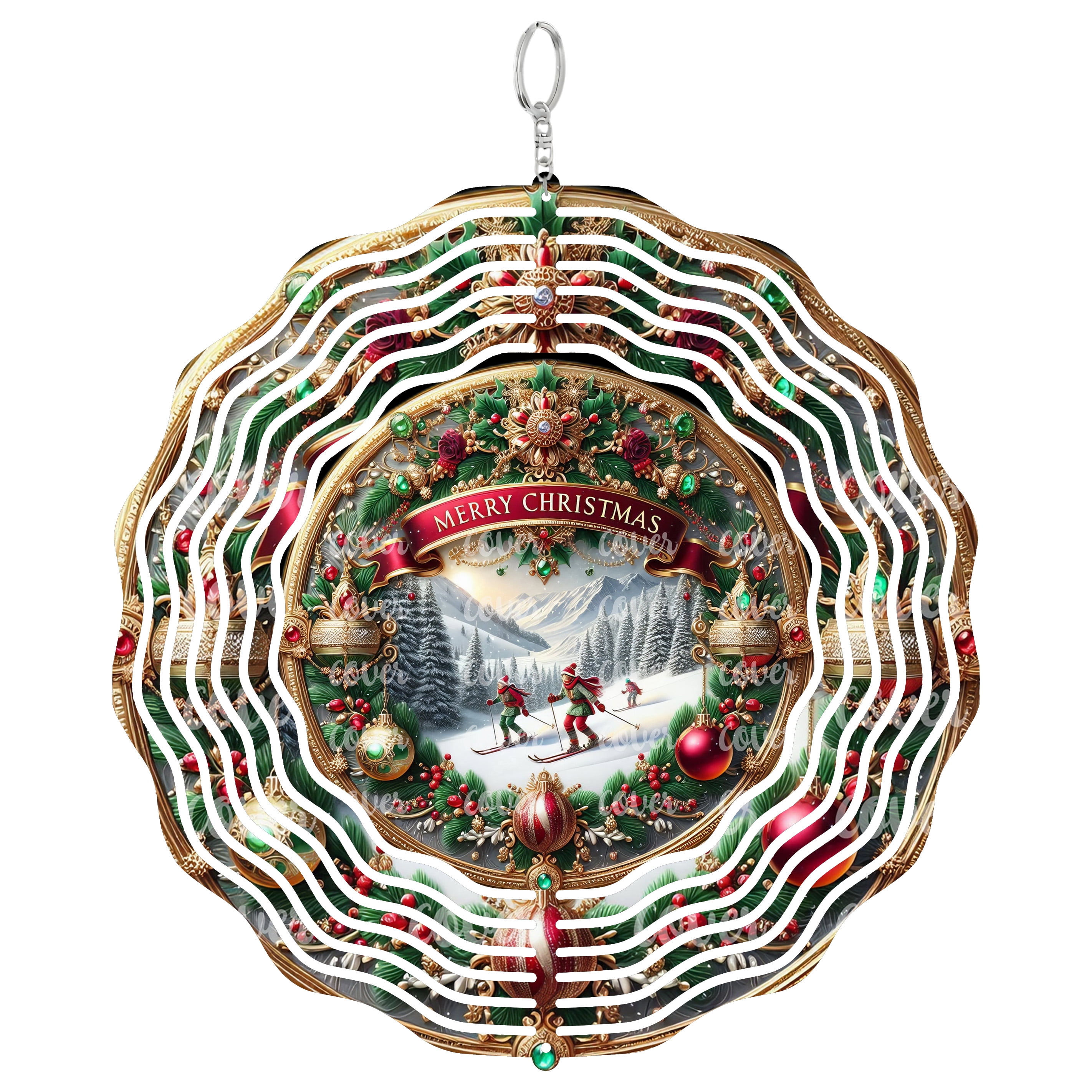 Era Gift Winter Holiday Wreath Wind Spinner, Red Merry Christmas 3D ...