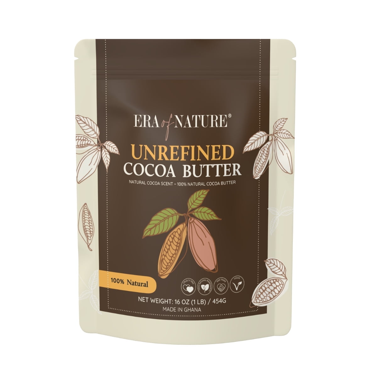 Era of Nature 100% Pure Natural Organic Unrefined Raw Cocoa Body Butter - 16 oz - Walmart.com