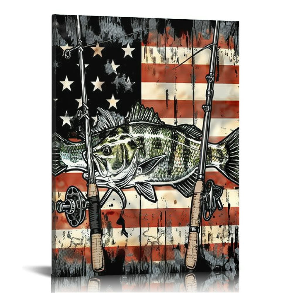 Erapdaur Fish Fishing Canvas Wall Art Office Wall Decor for Bedroom ...