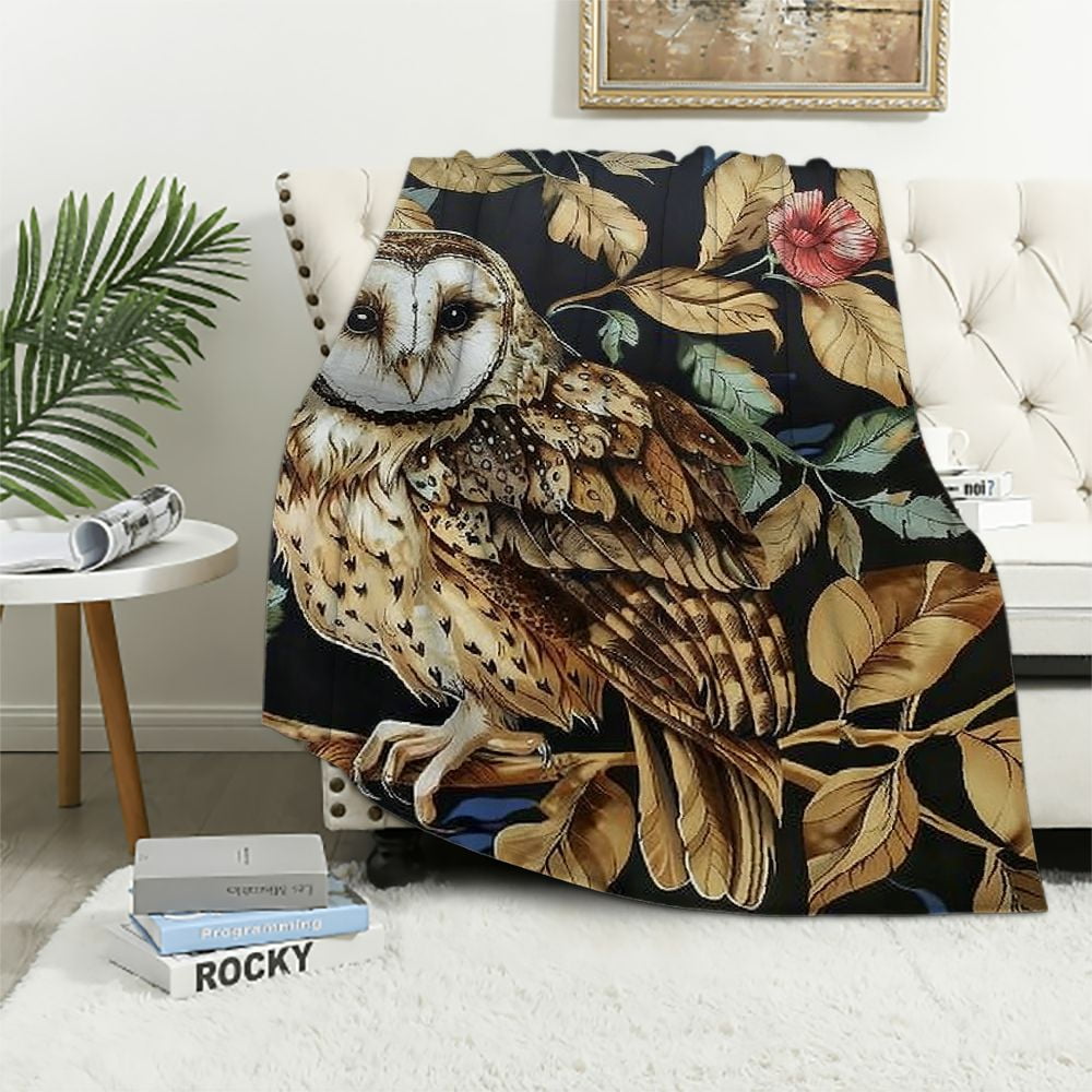 Erapdaur Owl Branch Leaves Ideal Comfy Throw Blanket for All Seasons ...
