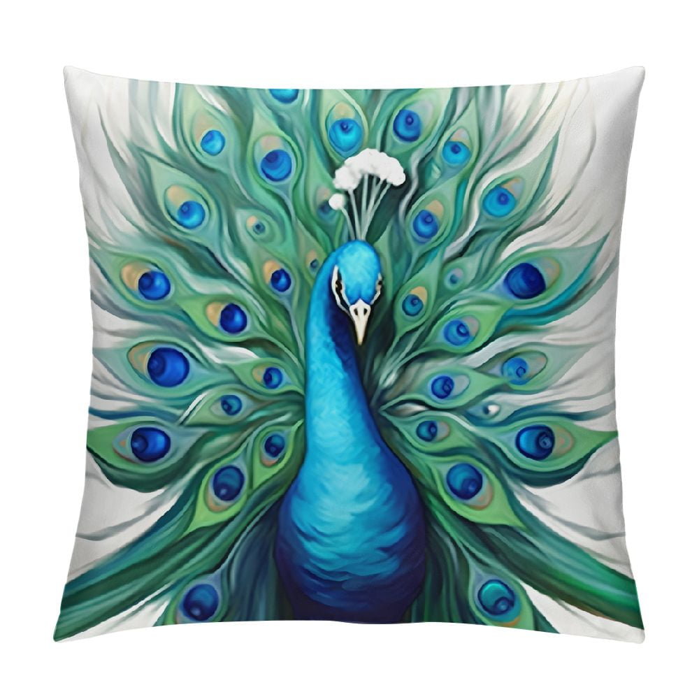 Erapdaur Peacock Modern Rustic Decorative Pillow Covers with Hidden ...