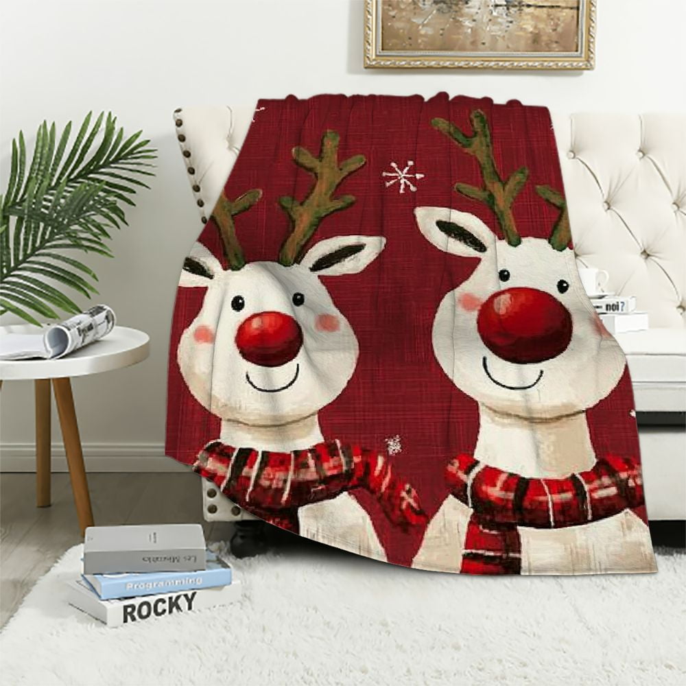 Erapdaur Reindeer Flannel Throw Blankets for Boys Girls Lightweight ...