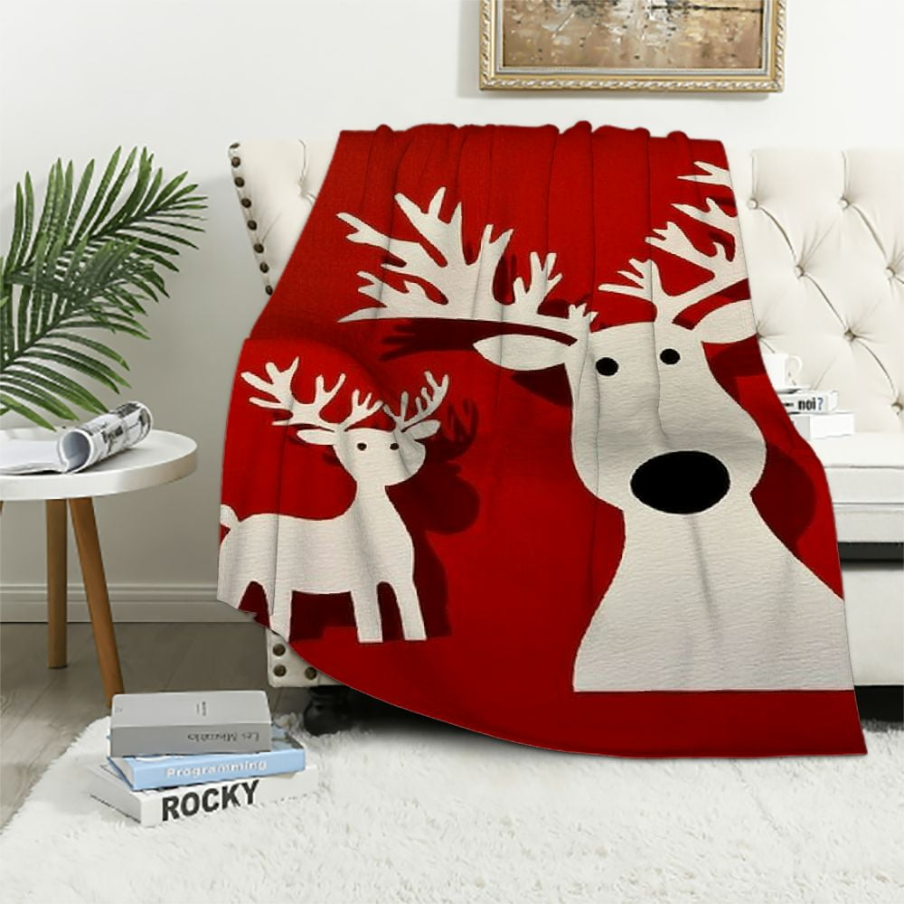 Erapdaur Reindeer Paper Cutouts Flannel Throw Blankets Lightweight ...