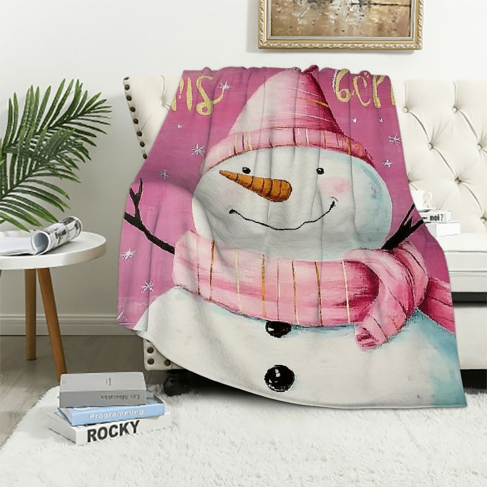 Erapdaur Snowman Stars Flannel Throw Blankets Soft Plush for All ...