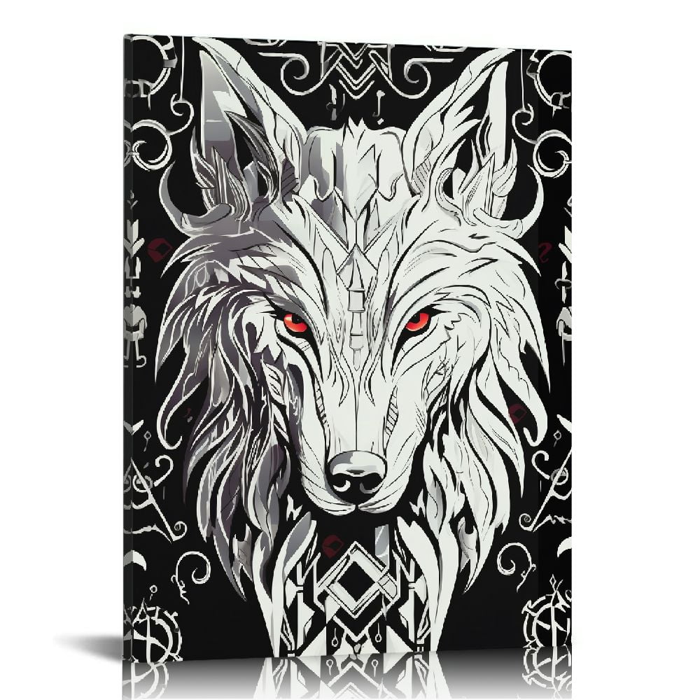 Erapdaur Wolf Pattern Numbers Rustic Canvas Wall Decor Art Hanging ...