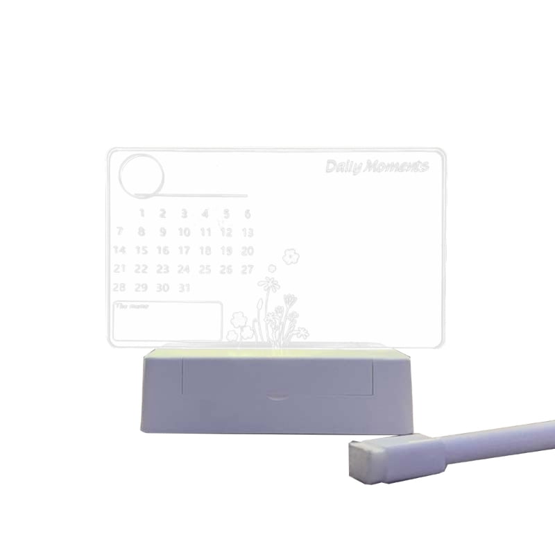 Erasable Acrylic Calendar Monthly Calendar Planner LED Night Light with ...