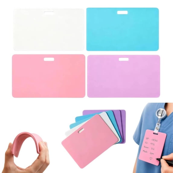 Erasable Badge Note Reusable Silicone ID Badge Notepad Portable Quick ...