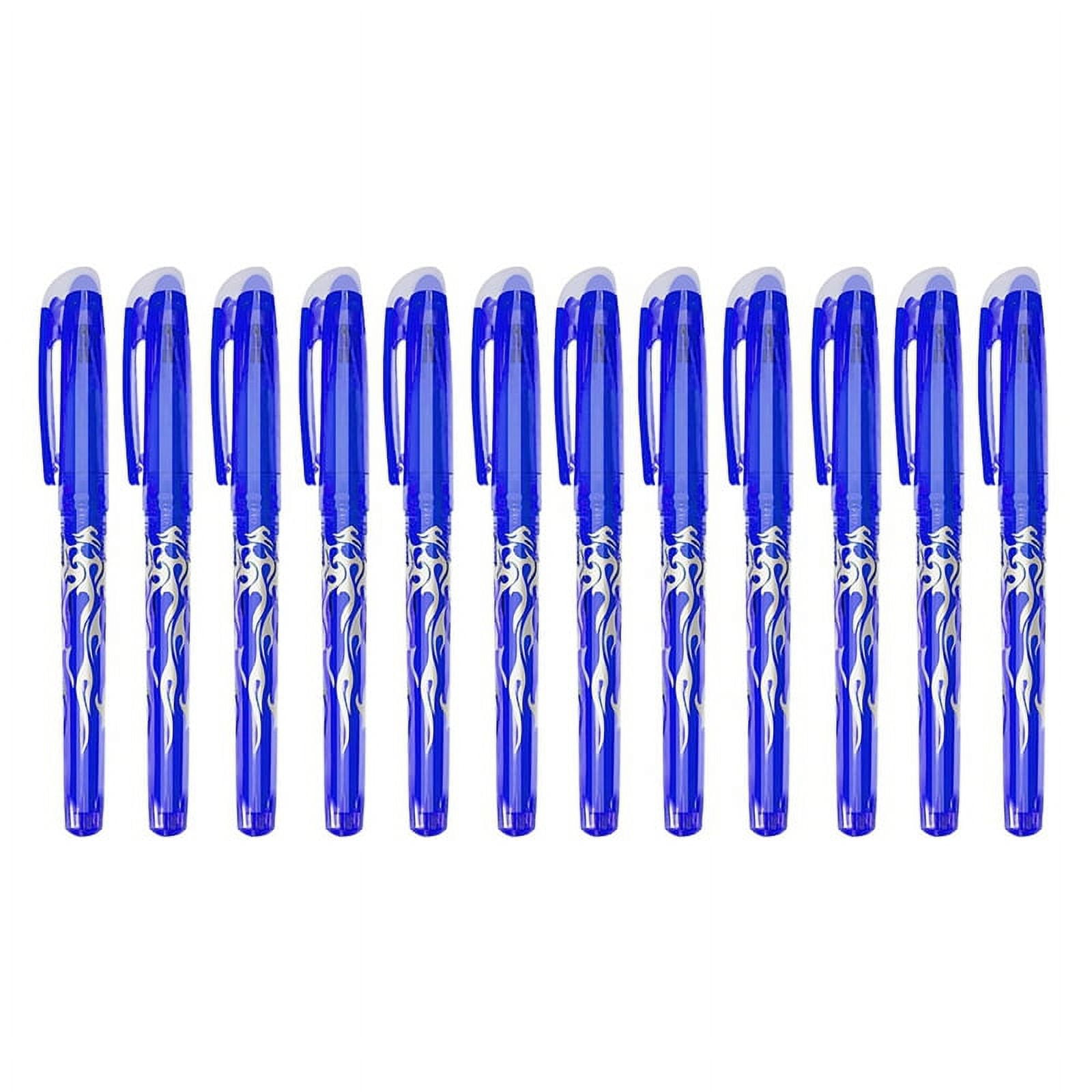 Erasable Ballpoint Pen, 12 Pcs Blue Eraser 0.5mm Refillable Rollerball ...