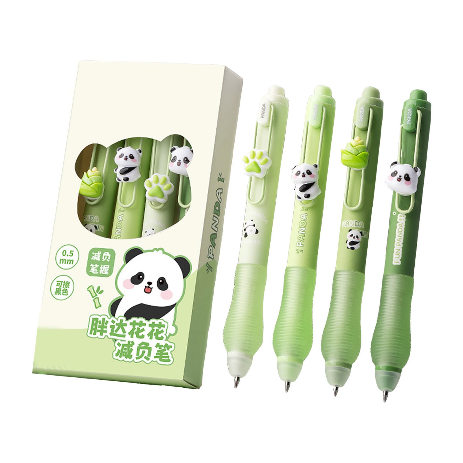 Erasable Ballpoint Pen Set With 4 Animal Pens Panda Ice Cake At The End ...
