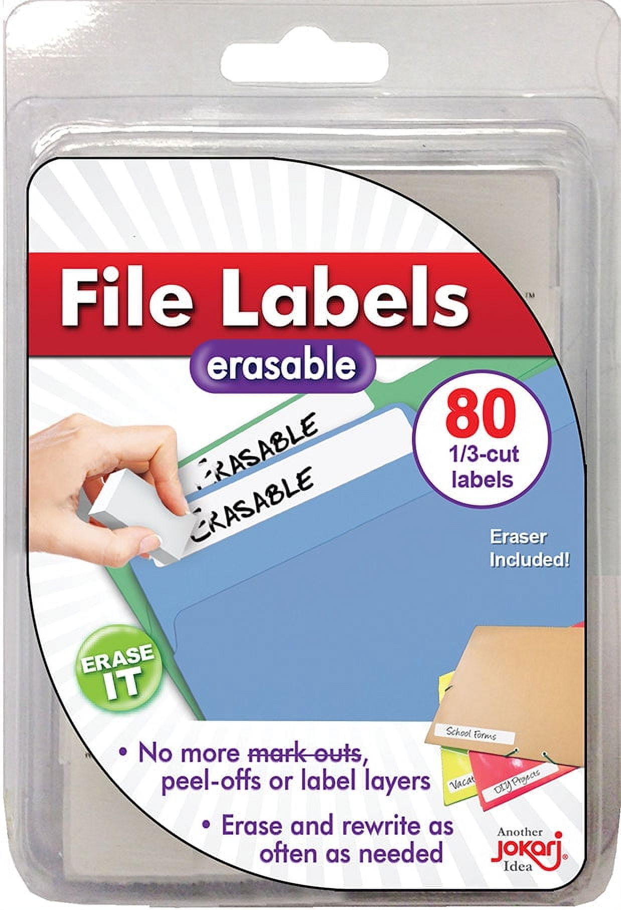 Jokari-US WCR80 Erasable File Labels Refills, Marker Write & Erase, 80 ...