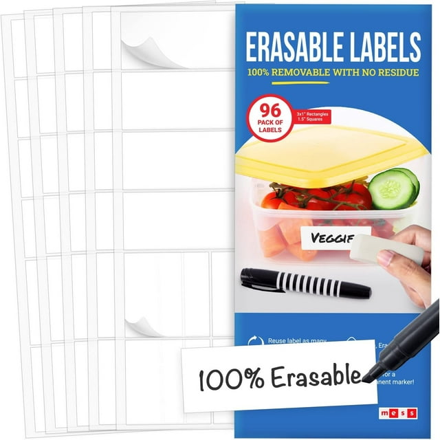 Erasable Food Labels - 96-Pack Removable, Freezer & Fridge Safe Labels ...