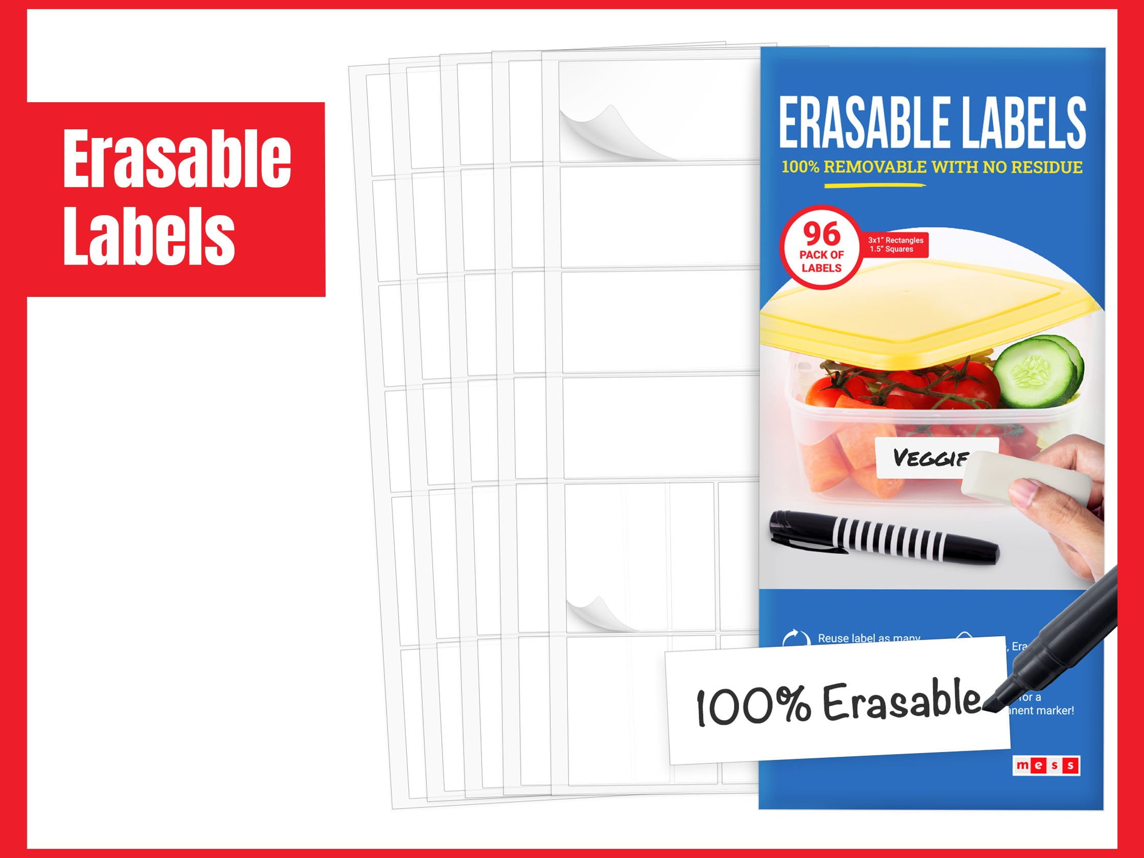 Erasable Food Labels - 96-Pack Removable, Freezer & Fridge Safe Labels ...