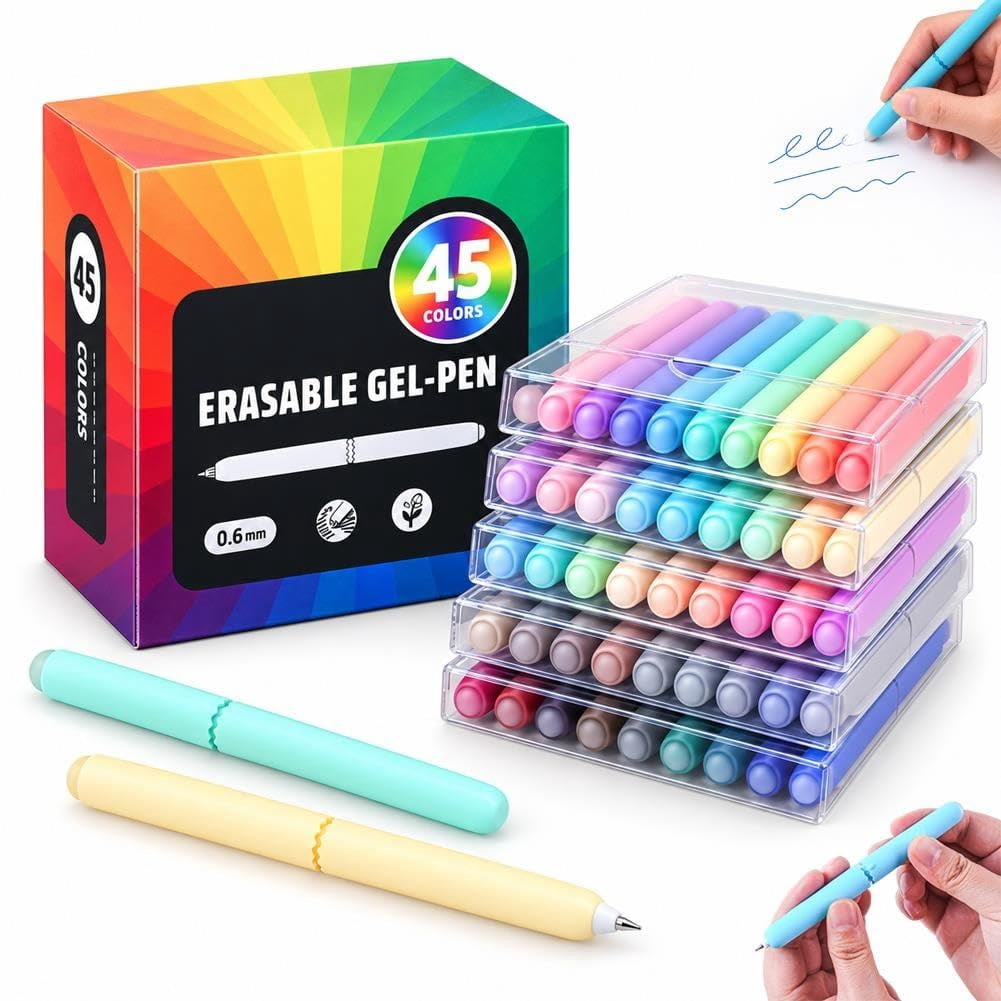 Erasable Gel Pen Set, 9 Colors 0.6mm Fine Point Twist Retractable Pens ...