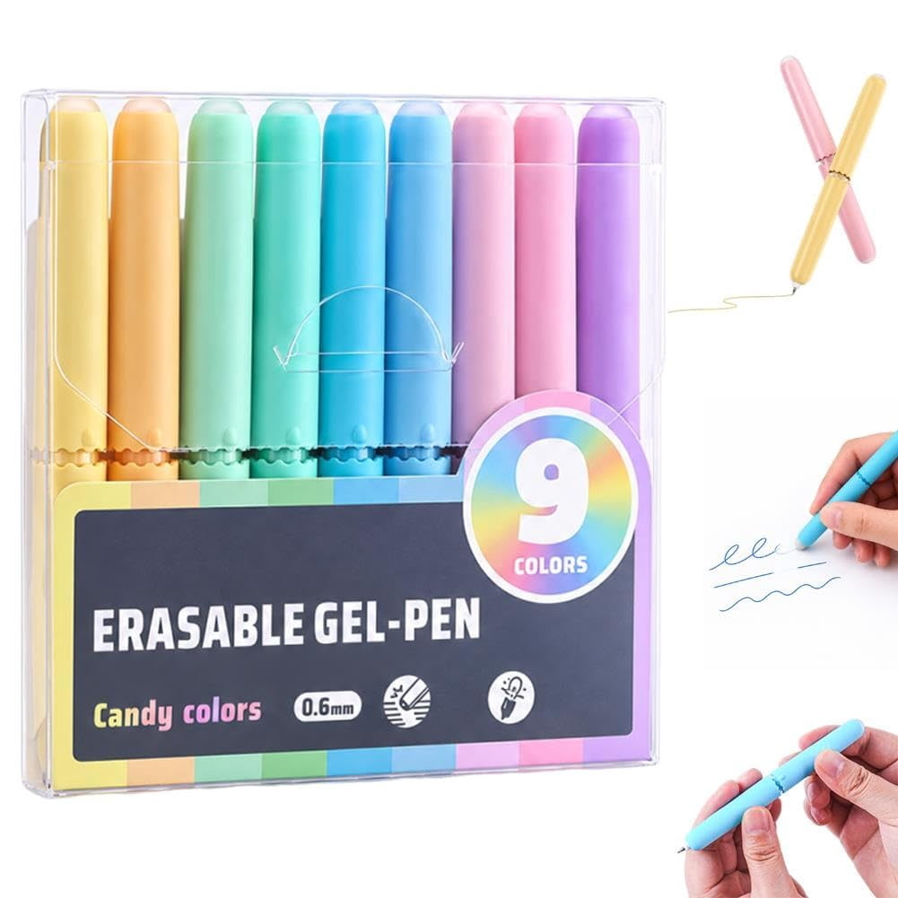 Erasable Gel Pen Set, 9 Colors 0.6mm Fine Point Twist Retractable Pens ...
