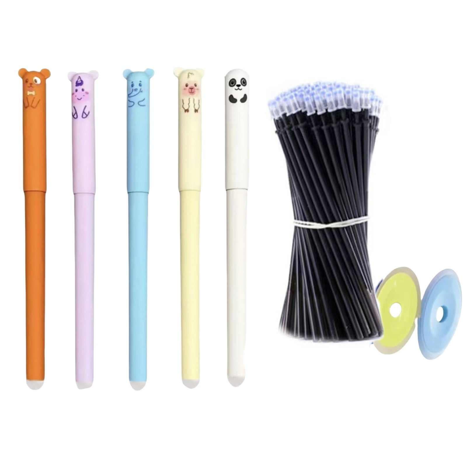 Erasable Gel Pen Thermal Easy-Rub Cute Cartoon Eraser Set With No-Waste ...