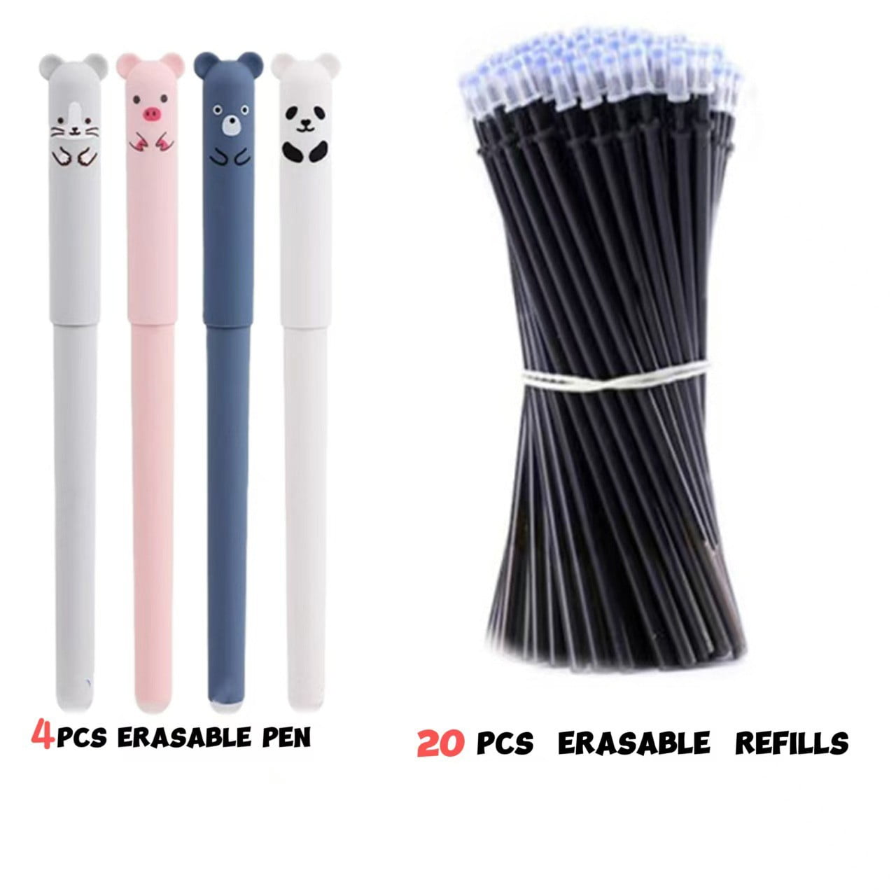 Erasable Gel Pen Thermal Easy-Rub Gel Pen Cute Cartoon Eraser Set With ...