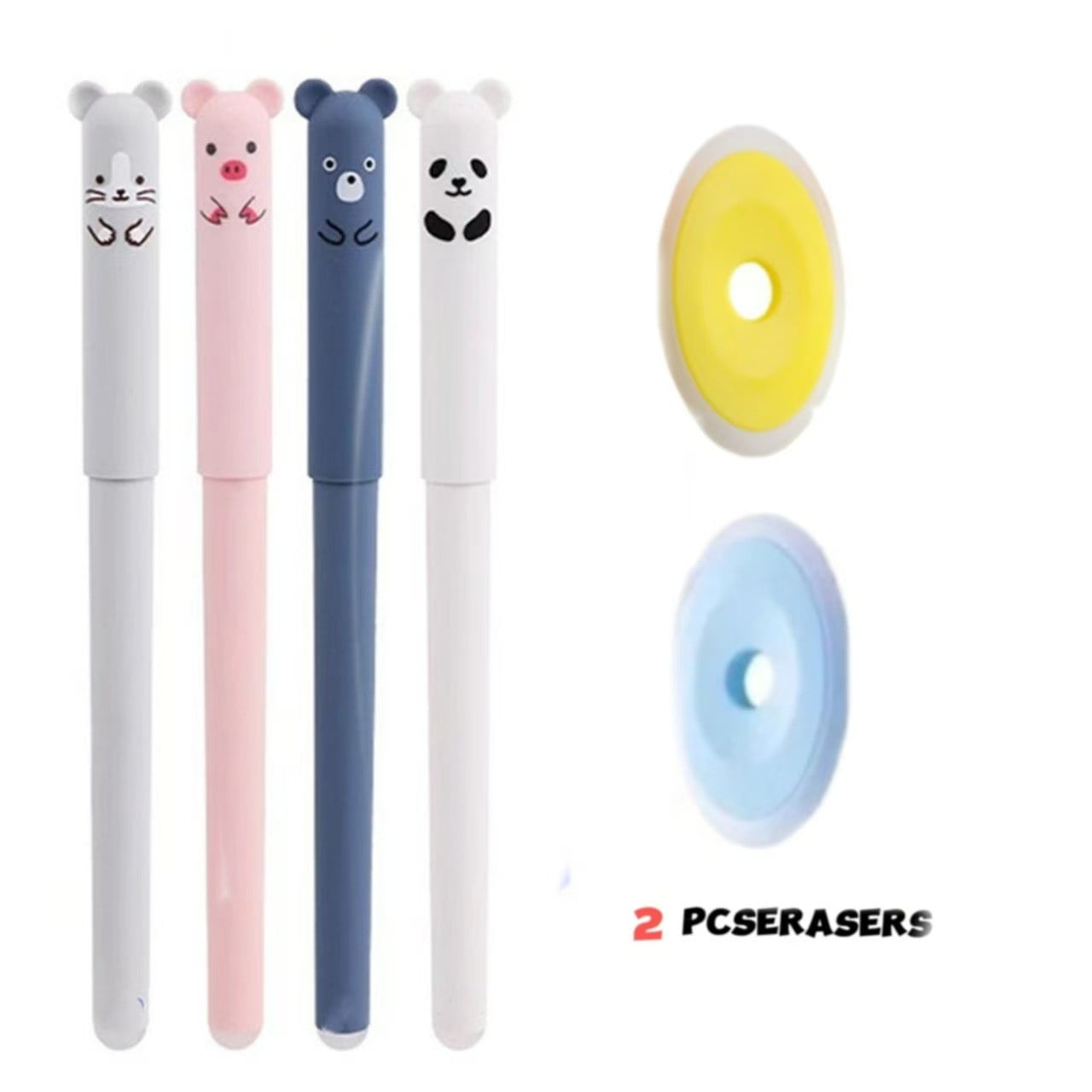 Erasable Gel Pen Thermal Easy-Rub Gel Pen Cute Cartoon Eraser Set With ...