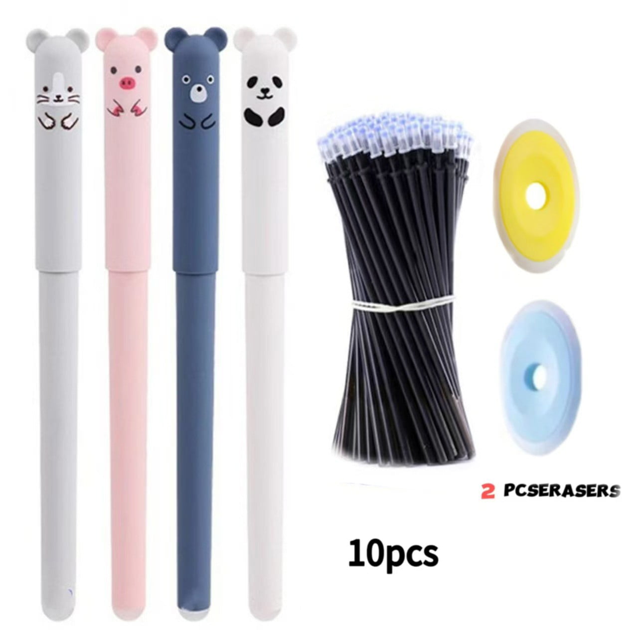 Erasable Gel Pen Thermal Easy-Rub Gel Pen Cute Cartoon Eraser Set With ...