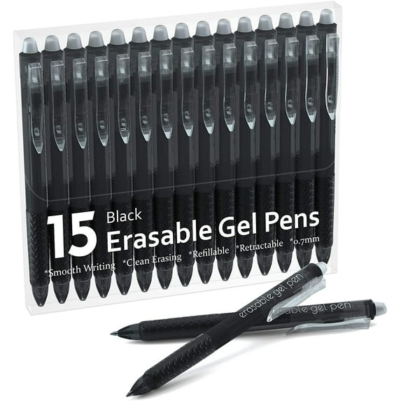 Lineon Erasable Gel Pens 15 Pack Black Retractable Fine Point for ...