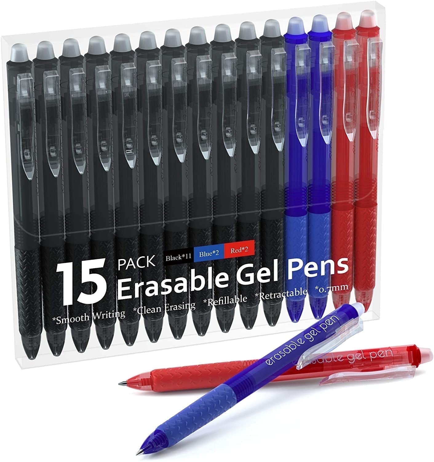 Lineon Erasable Gel Pens, 15 Pack, Assorted Ink, Fine Point, with ...