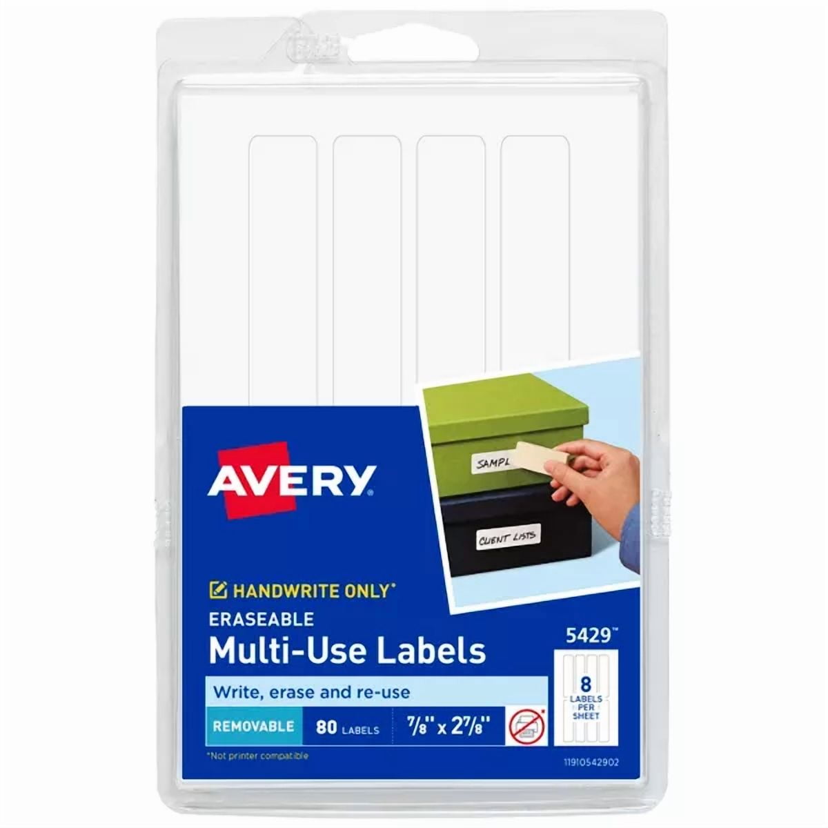 Erasable Multi-Use Removable Labels, 7/8" x 2-7/8", White, Non ...