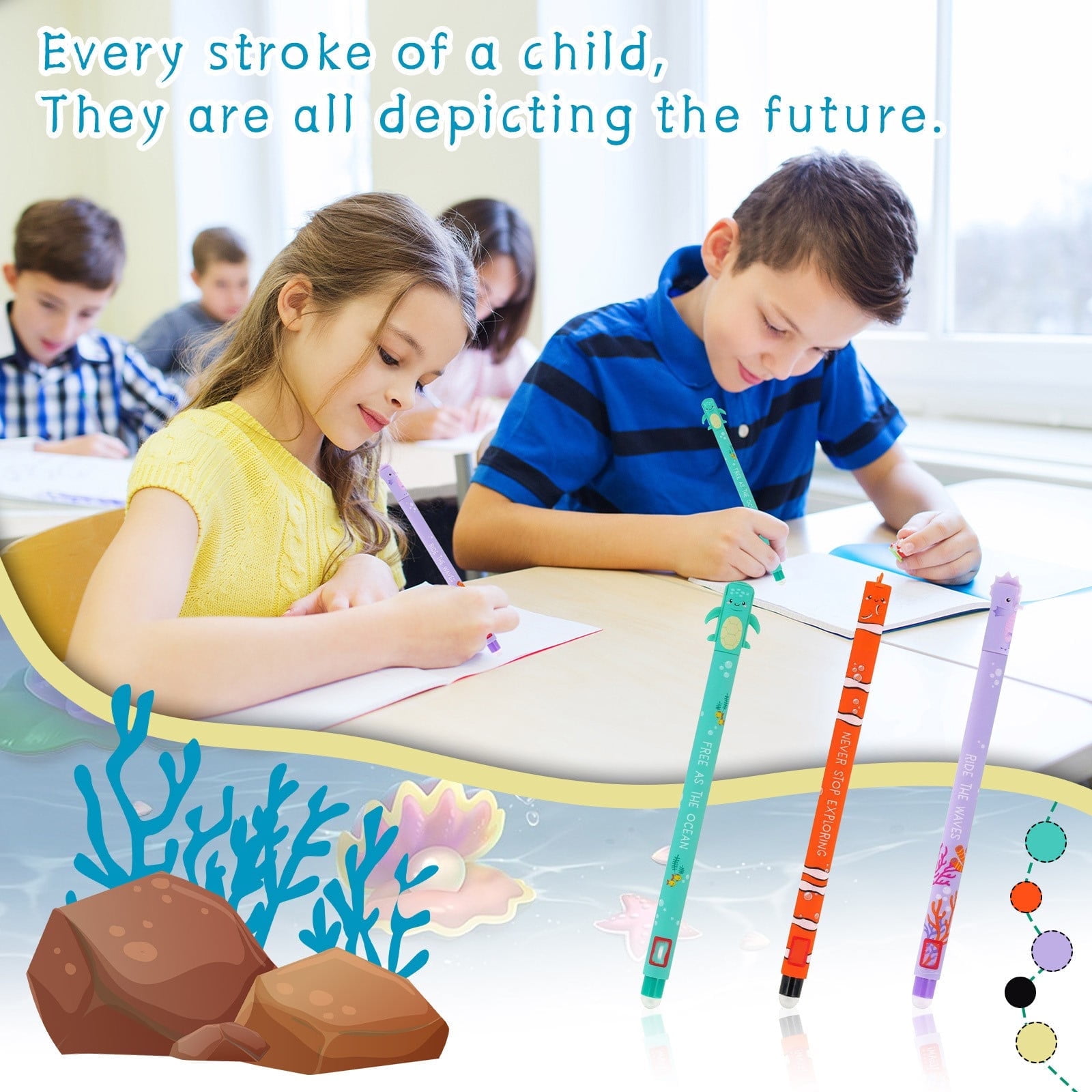 Erasable Pen Set- Set of 3 Erasable Gel Pens with Thermosensitive Erase ...