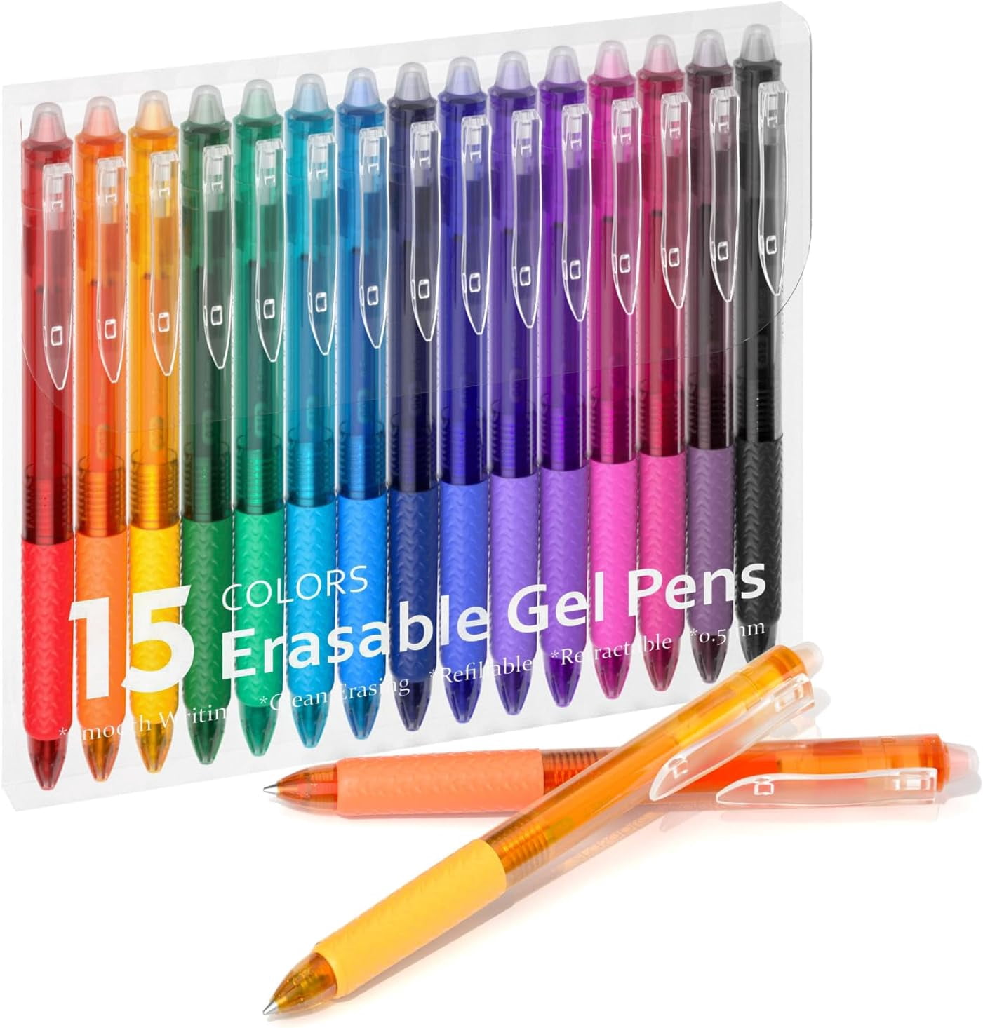 Erasable Pens, 15 Colors Retractable Fine Point Erasable Pens Clicker ...