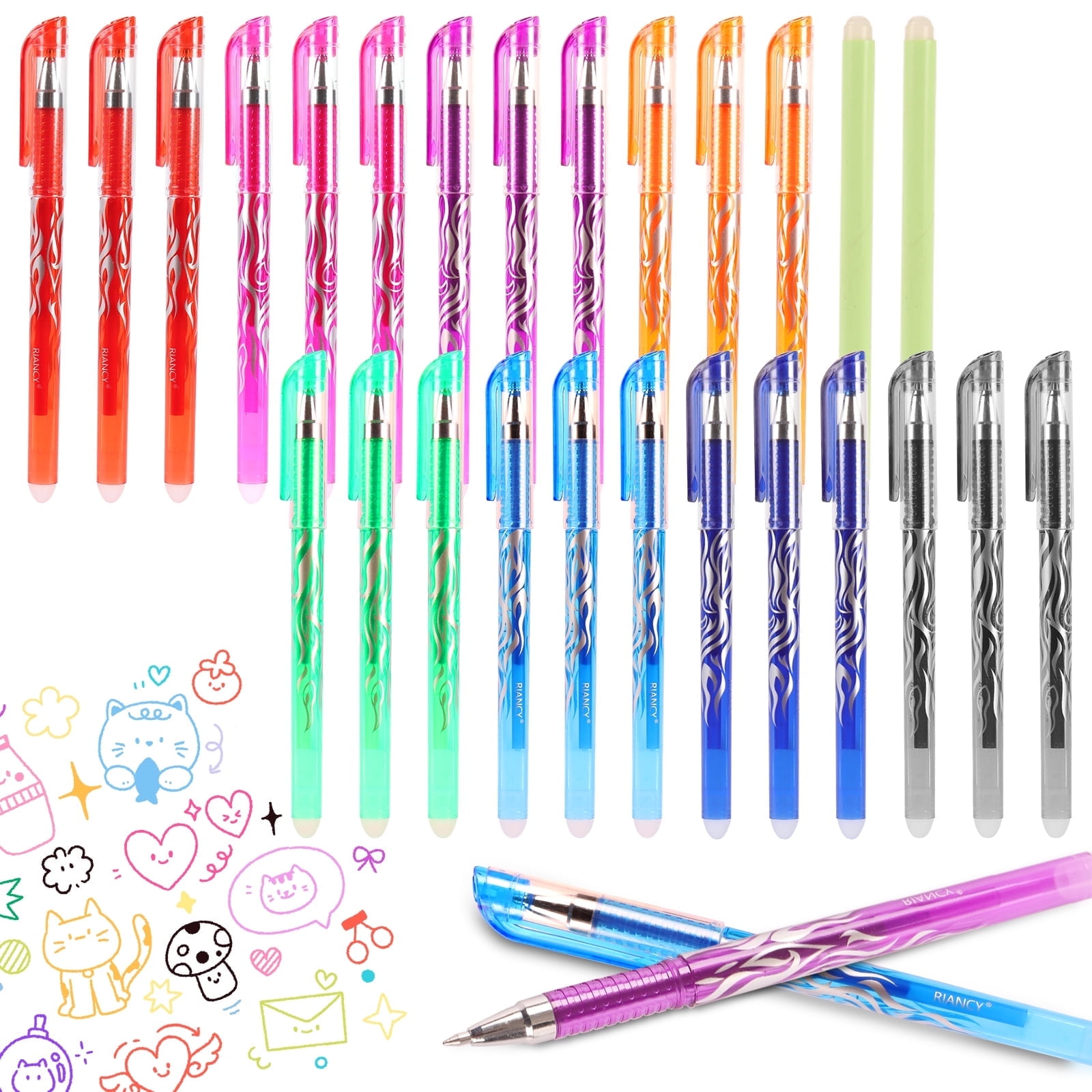 Erasable Pens, 24pcs 0.5mm Erasable Gel Pens, for Drawing Writing ...