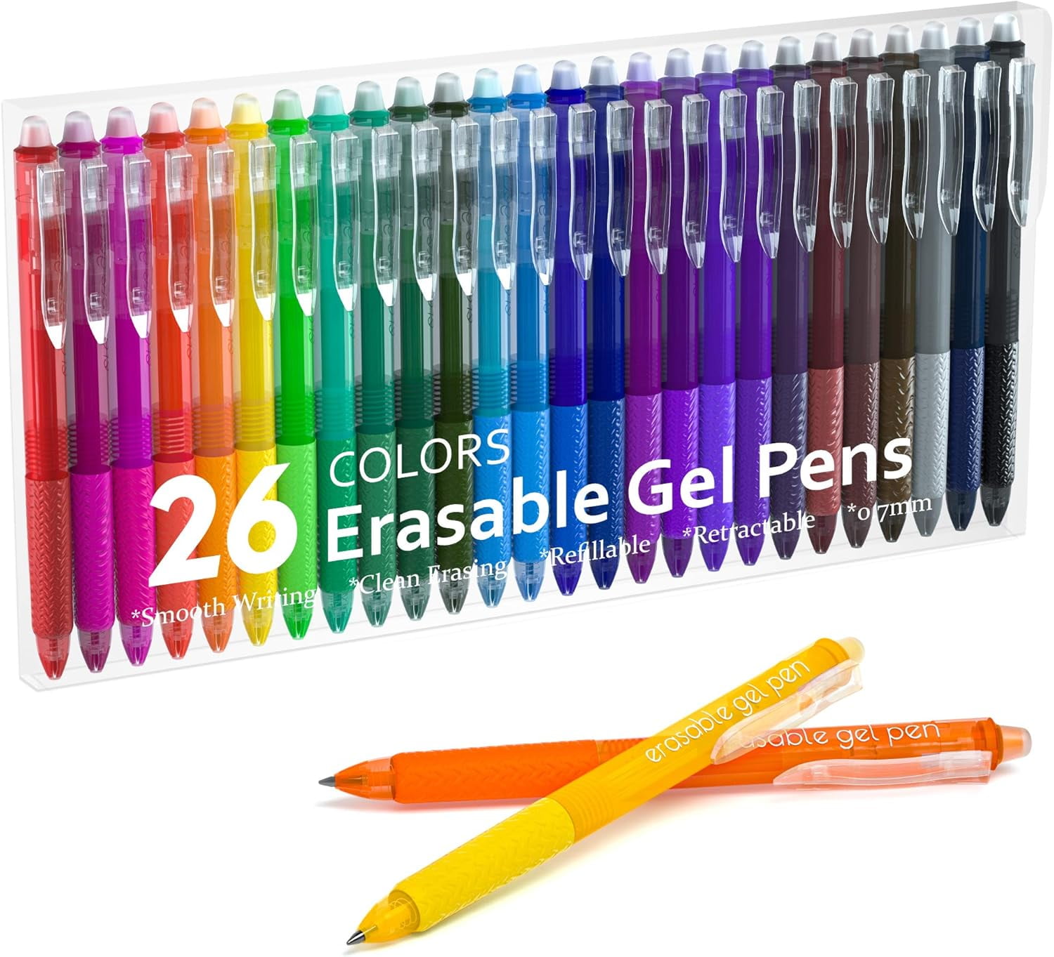 Erasable Pens, 26 Colors Retractable Erasable Pens Clicker, Fine Point ...