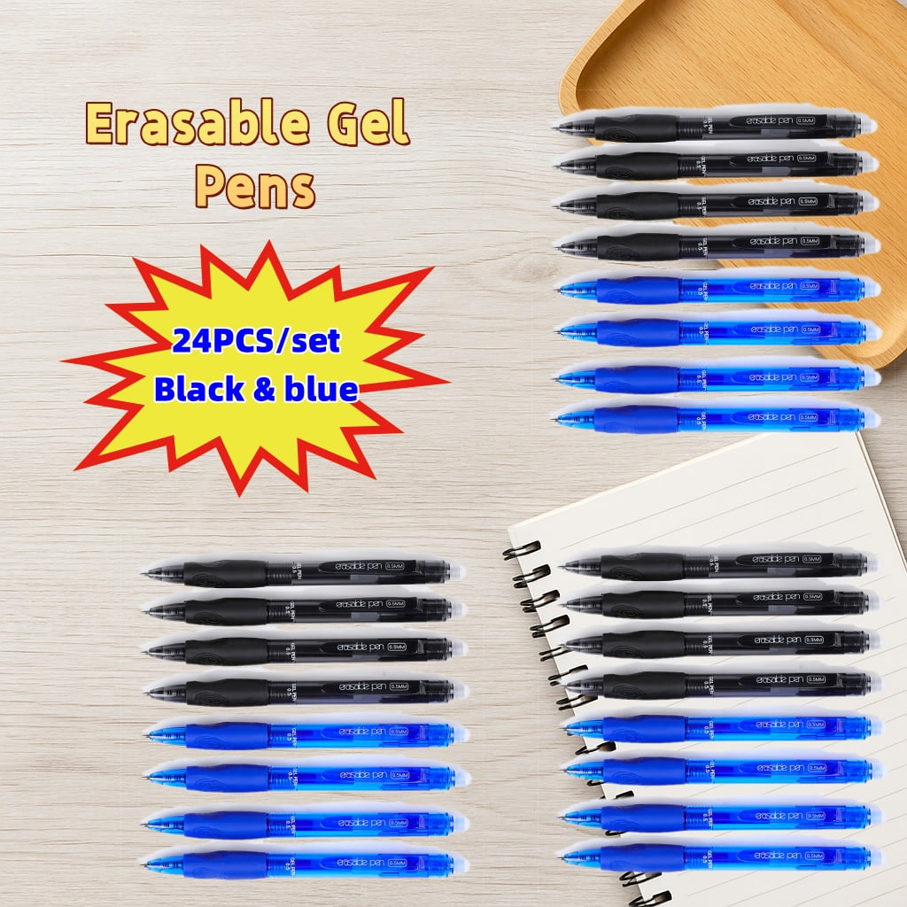 Erasable Pens Clicker Fine Tip 0.5mm, Set of 24 with Heat Sensitive Ink ...