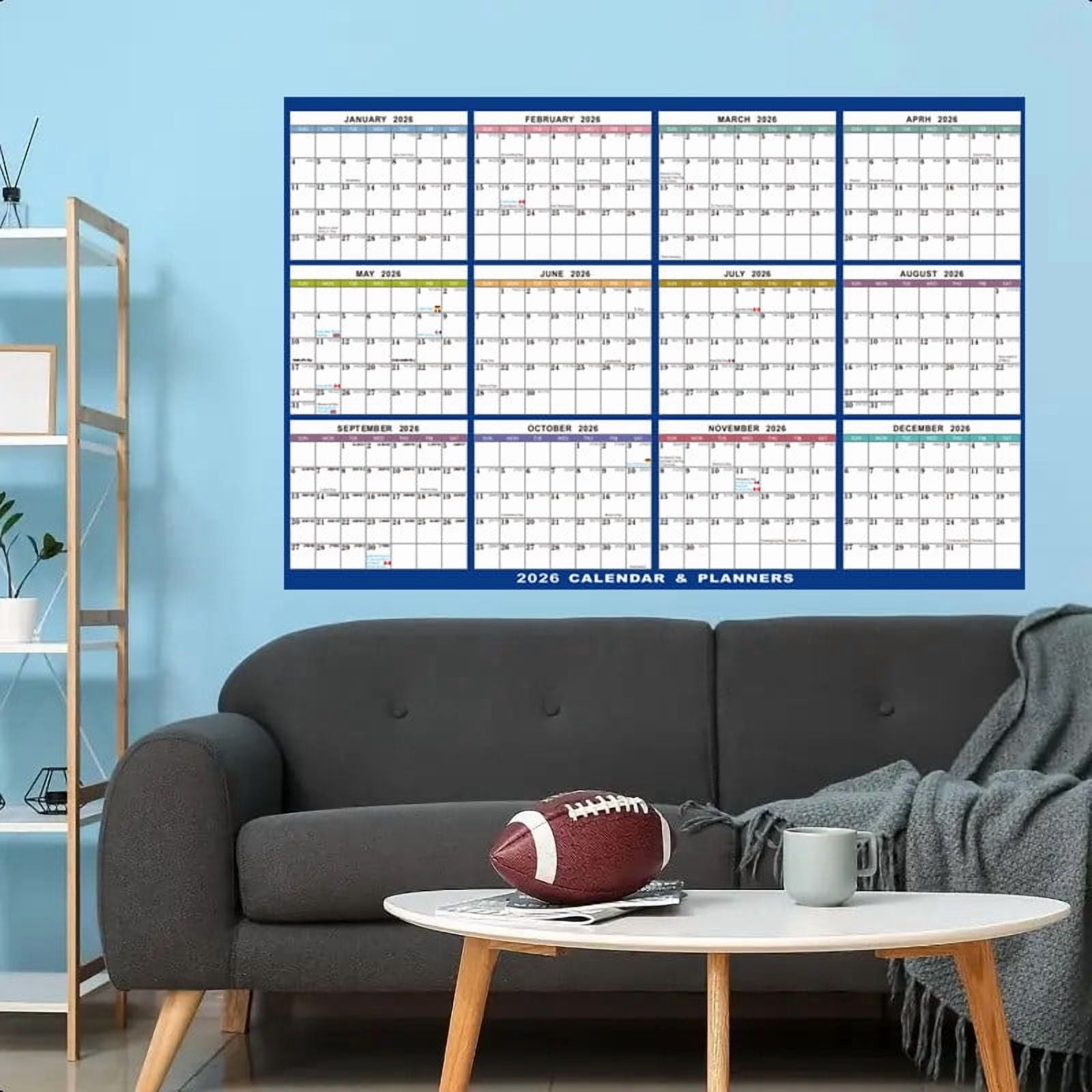 Erasable Wall Calendar Double-Sided 2026 Foldable Dry Erase Planner ...