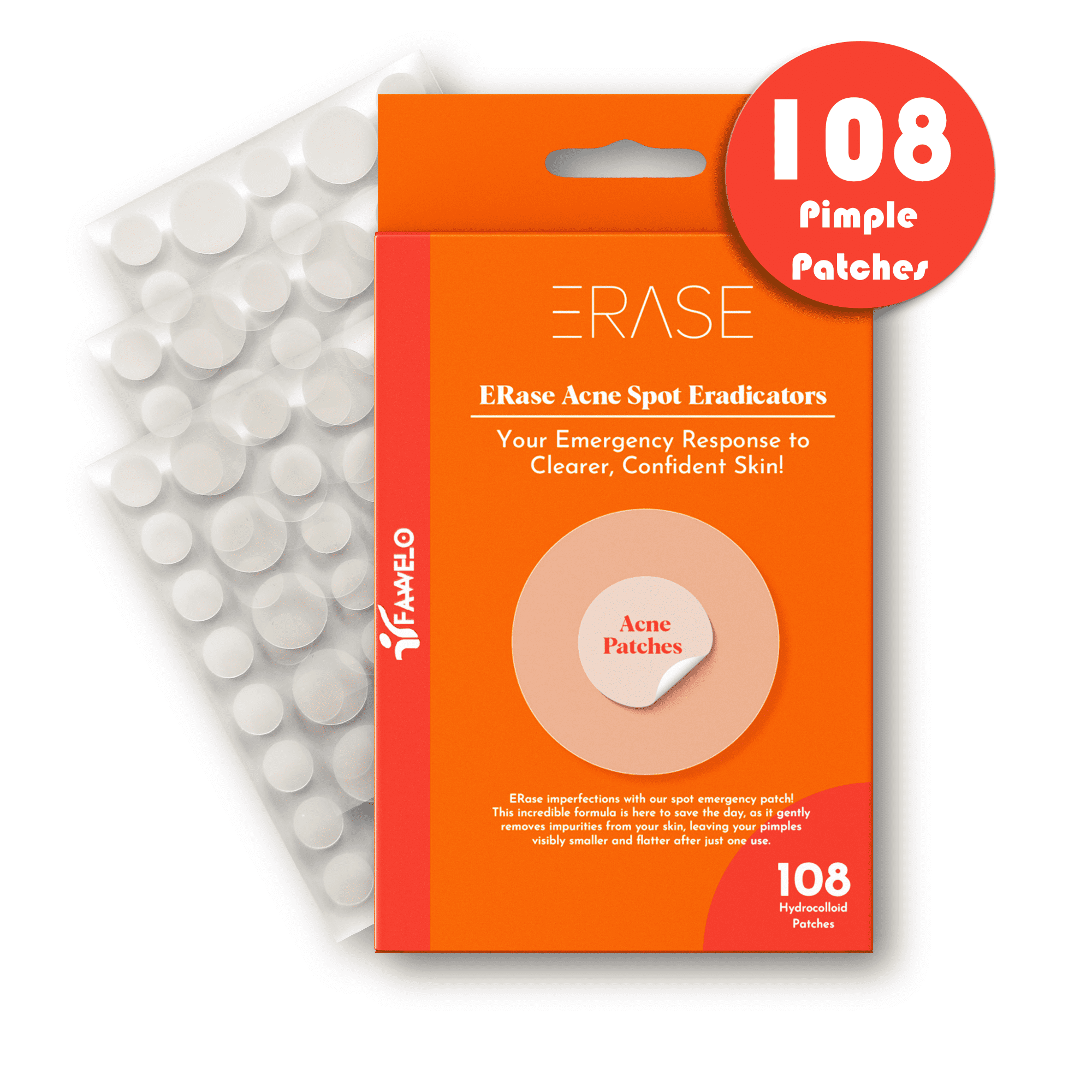 ERASE Acne Patches Hydrocolloid Pimple Patch Treatment. 108 Invisible ...