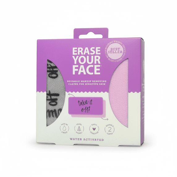 Erase Your Face Reusable Makeup Removing Cloths, Suitable for Sensitive ...