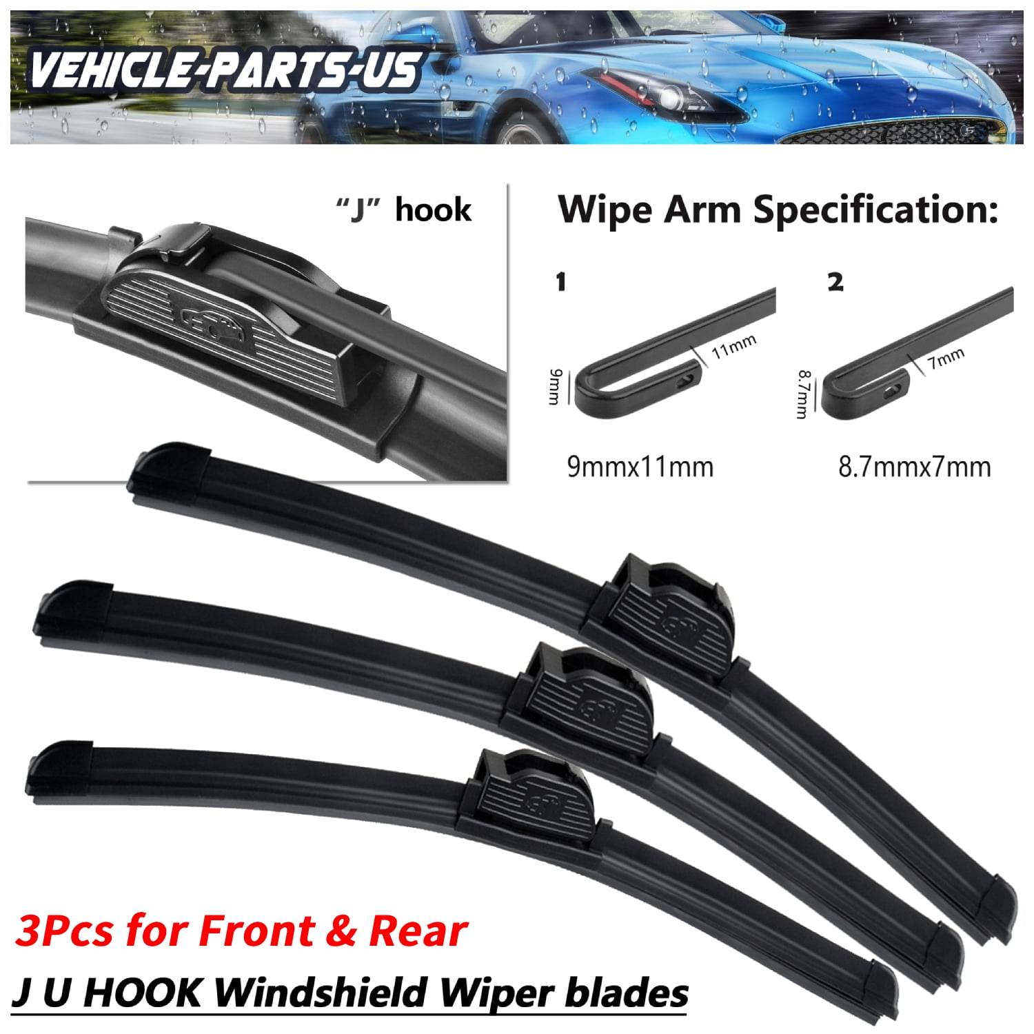 Erasior Front & Rear Windshiled Wiper Blades Fit For Volvo V40 2004 ...