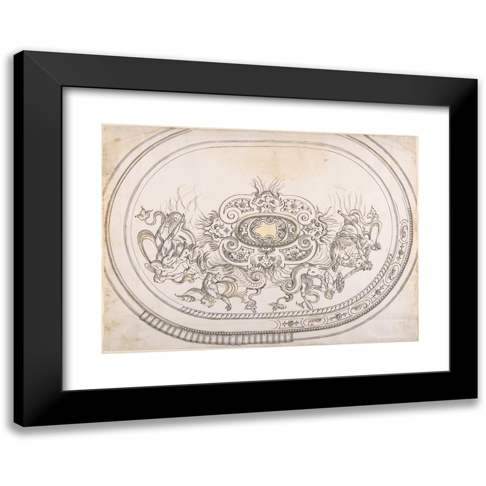 Erasmus Hornick 18x14 Black Modern Framed Museum Art Print Titled - Design for a Platter with ...