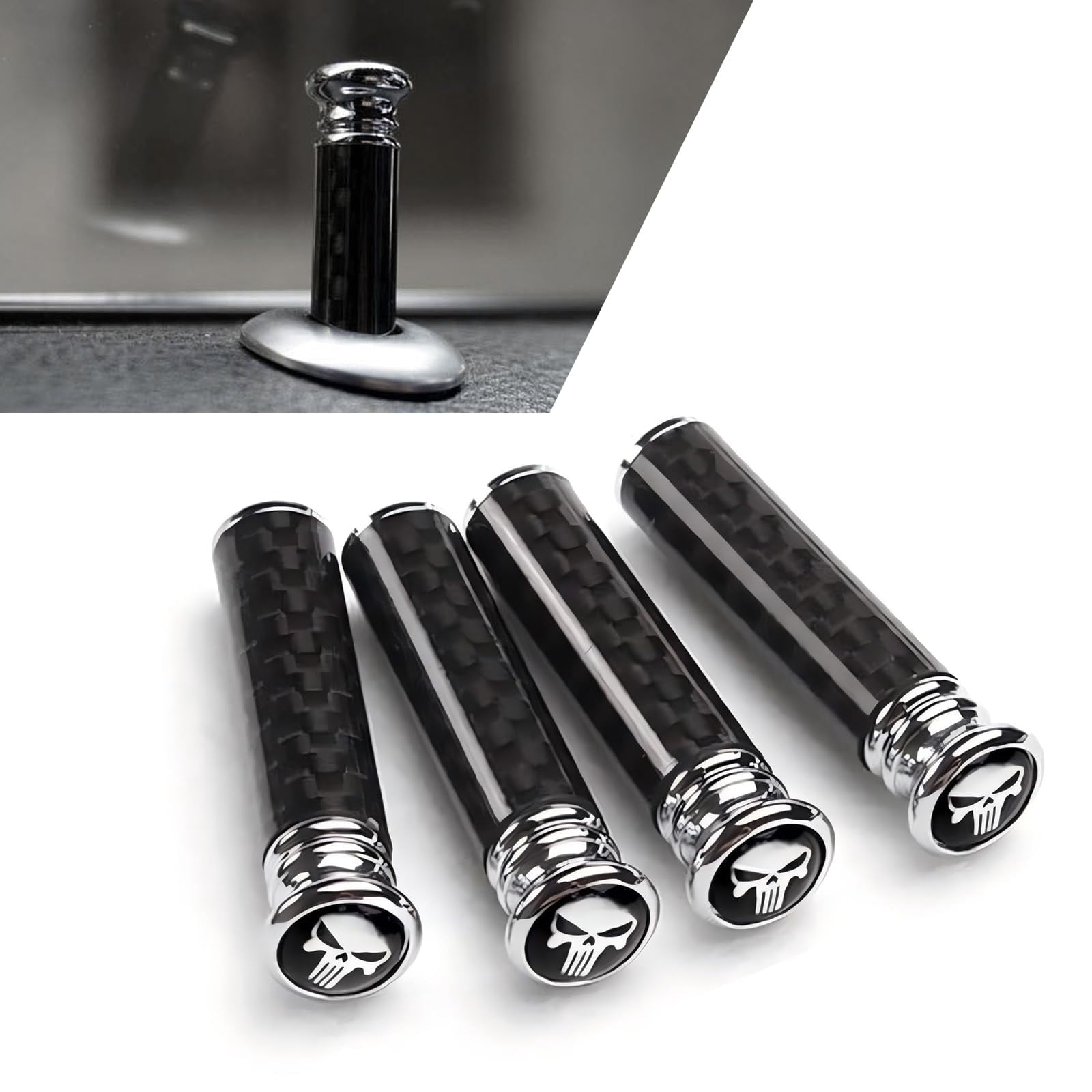 Eratus 4 PCS Car Door Lock Pin, Carbon Fiber Tusked Skull Personalized ...