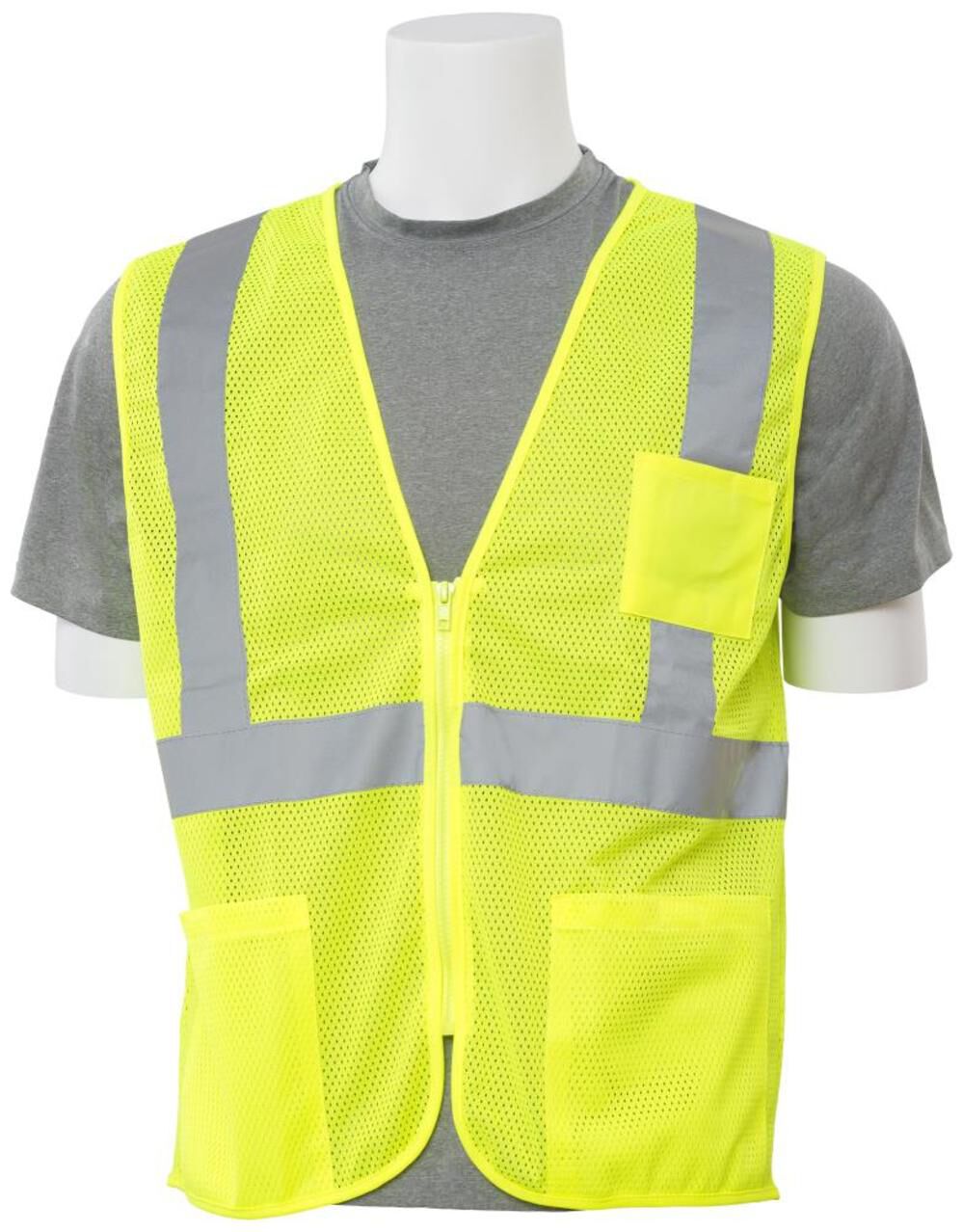 Erb S363P Class 2 Mesh Vest 4 Pockets Hi Viz Lime 4X - Walmart.com