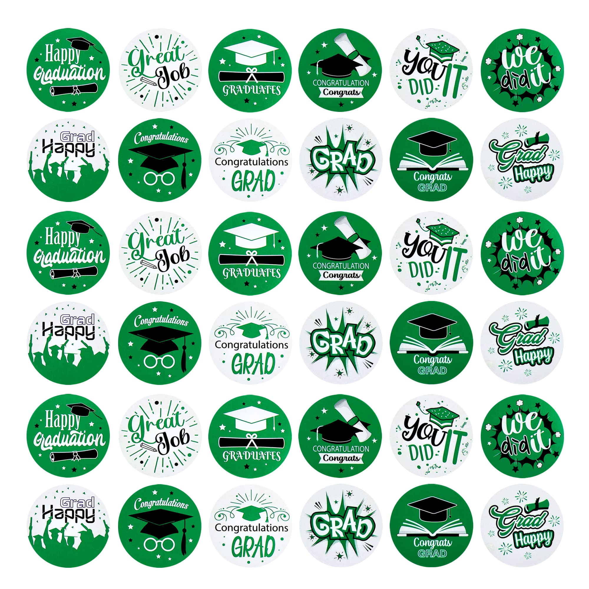 Ercadio 10 Pack FEV6 Graduation Stickers Green Class Round Label ...