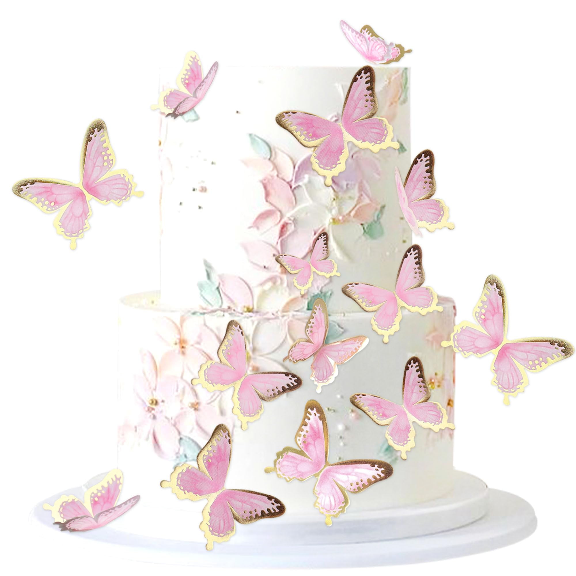 Ercadio 30 PackITSC 3D Butterfly Cake Toppers - Pink Butterfly Mix ...