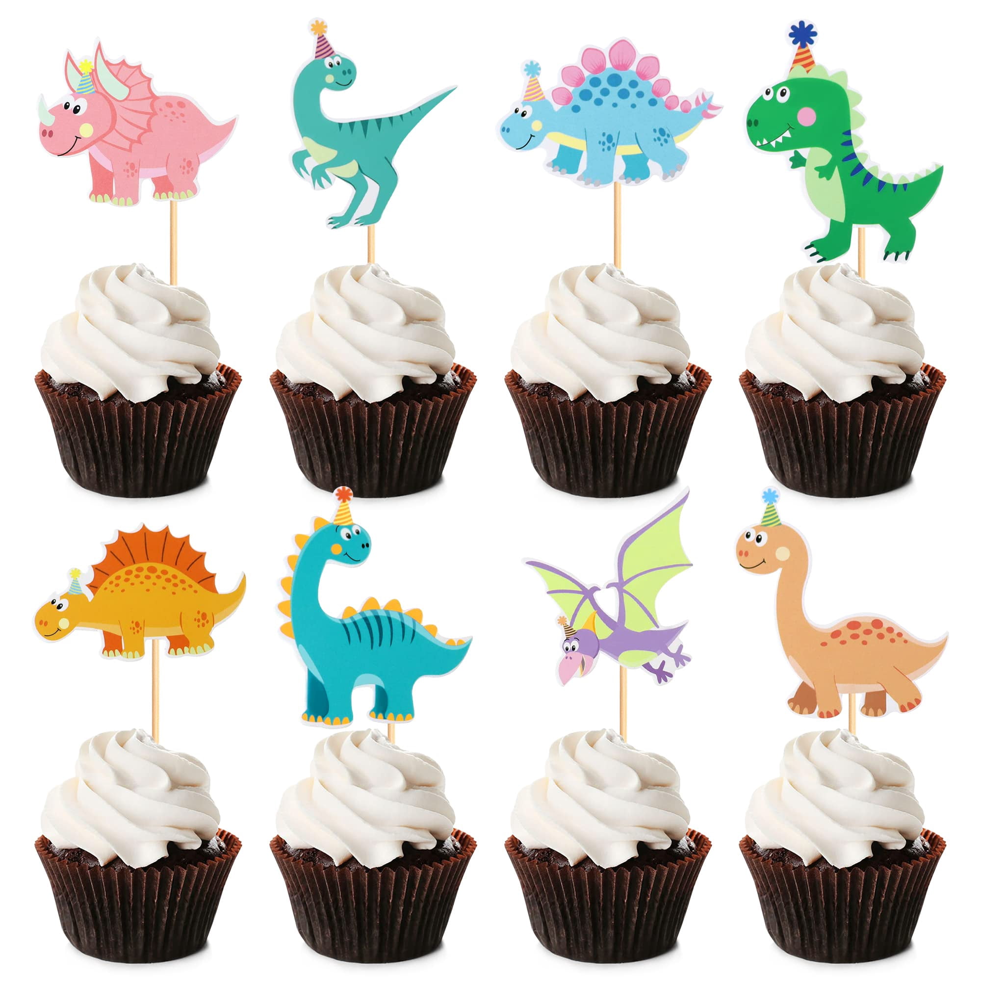 Ercadio 32 Pack Dinosaur SSF20 Cupcake Toppers Baby Cute Dinosaur ...