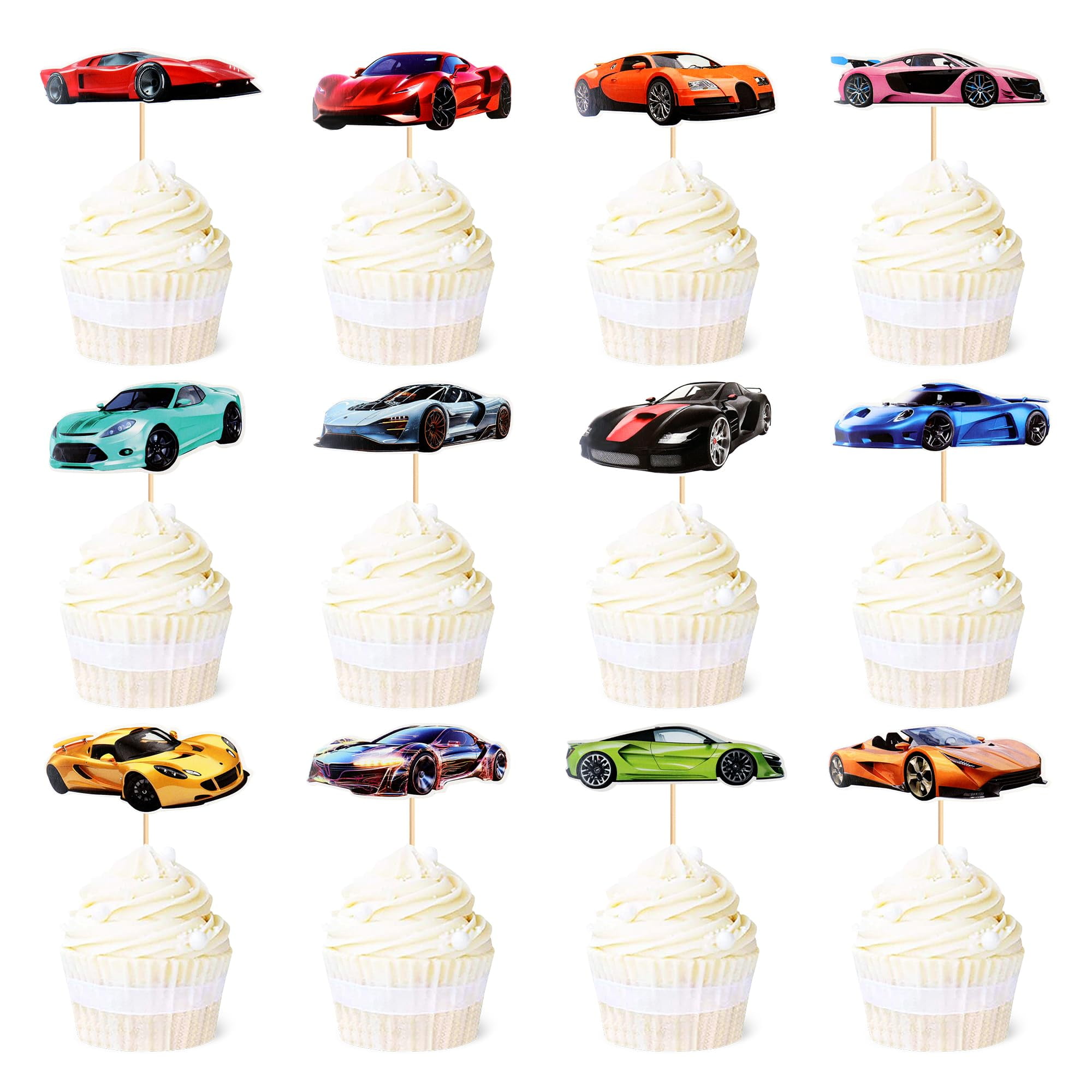 Ercadio 36 Pack Racing Car Cupcake Toppers Fighting Race Car Cupcake ...