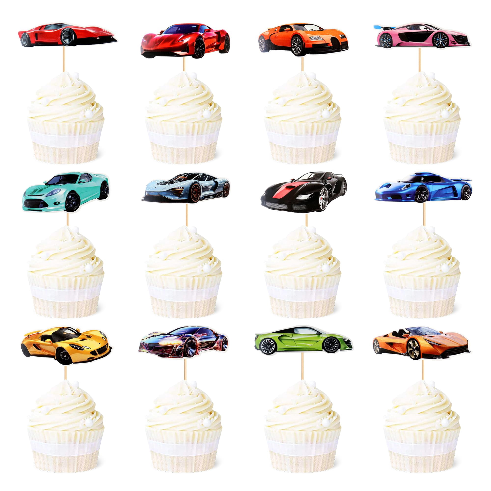 Ercadio 36 Pack Racing SSF20 Car Cupcake Toppers Fighting Race Car ...