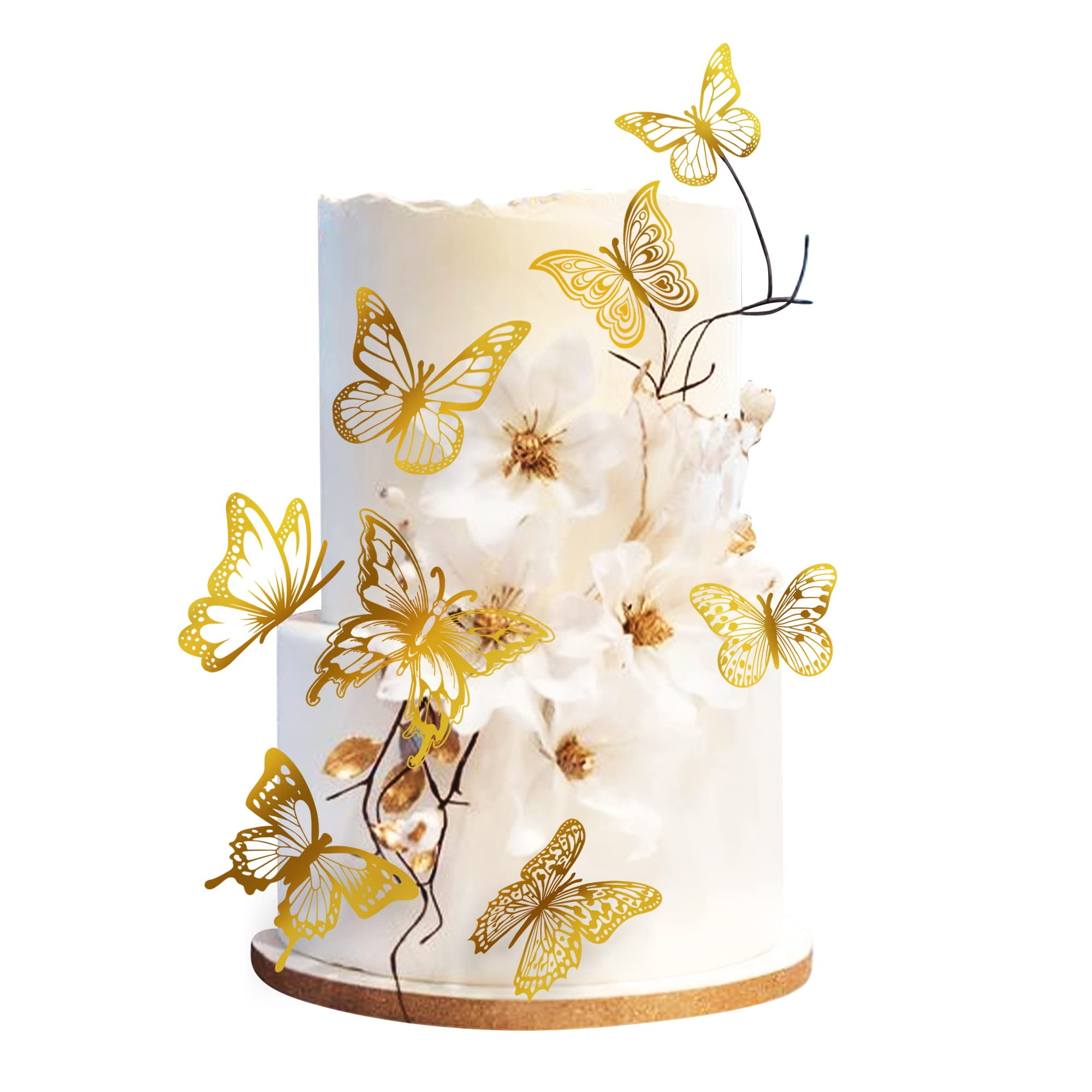 Ercadio 3d 36TRDN Pack Butterfly Cake Toppers Gold and Laser Silver Pvc ...