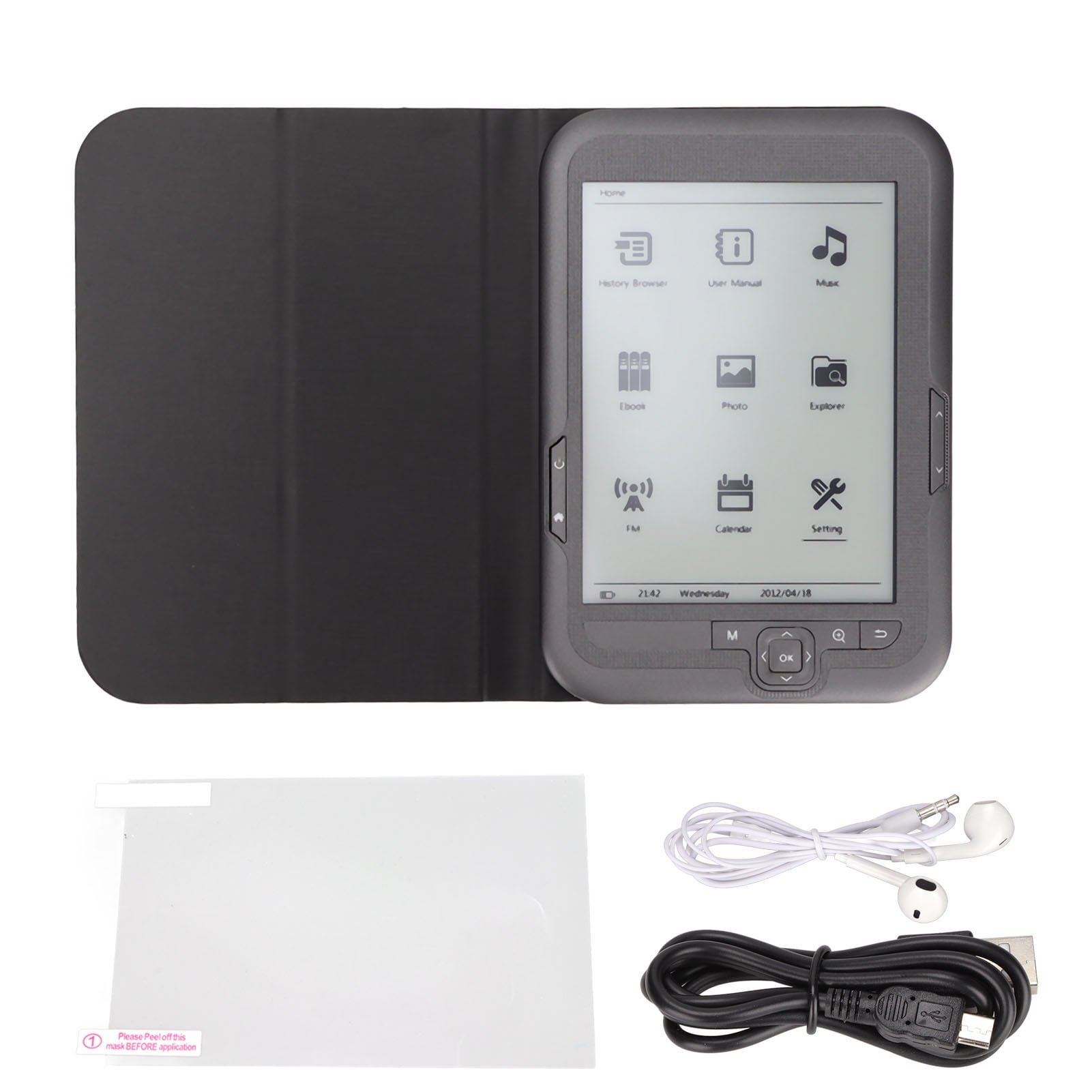 Ereader 6in 800x600 HD Ink Screen Ebook Reader FM Support with ...