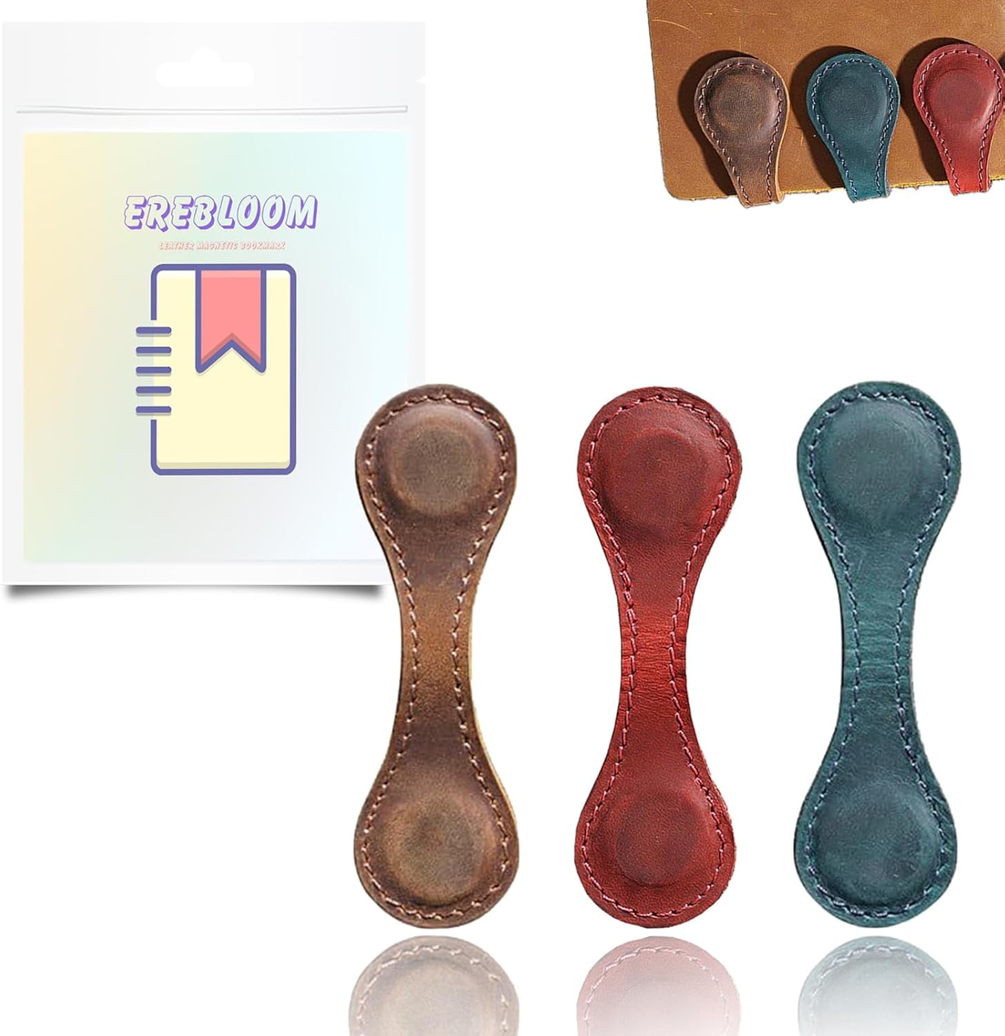 Erebloom Bookmark,Magnet Leather Bookmarks，Personalized Leather Book ...