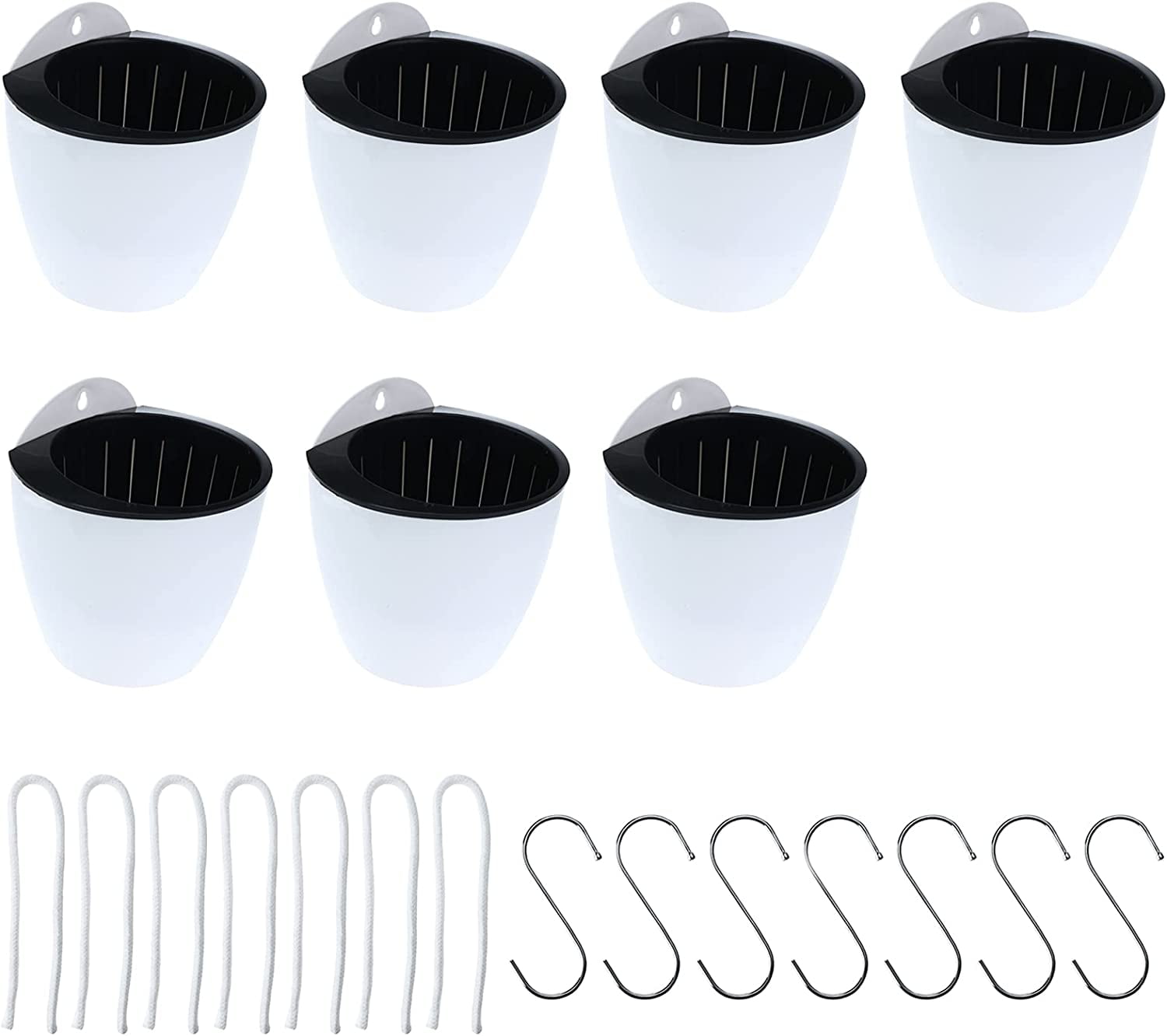 Erfo 7 Pack Self Watering Hanging Planters, White Plastic Lazy ...