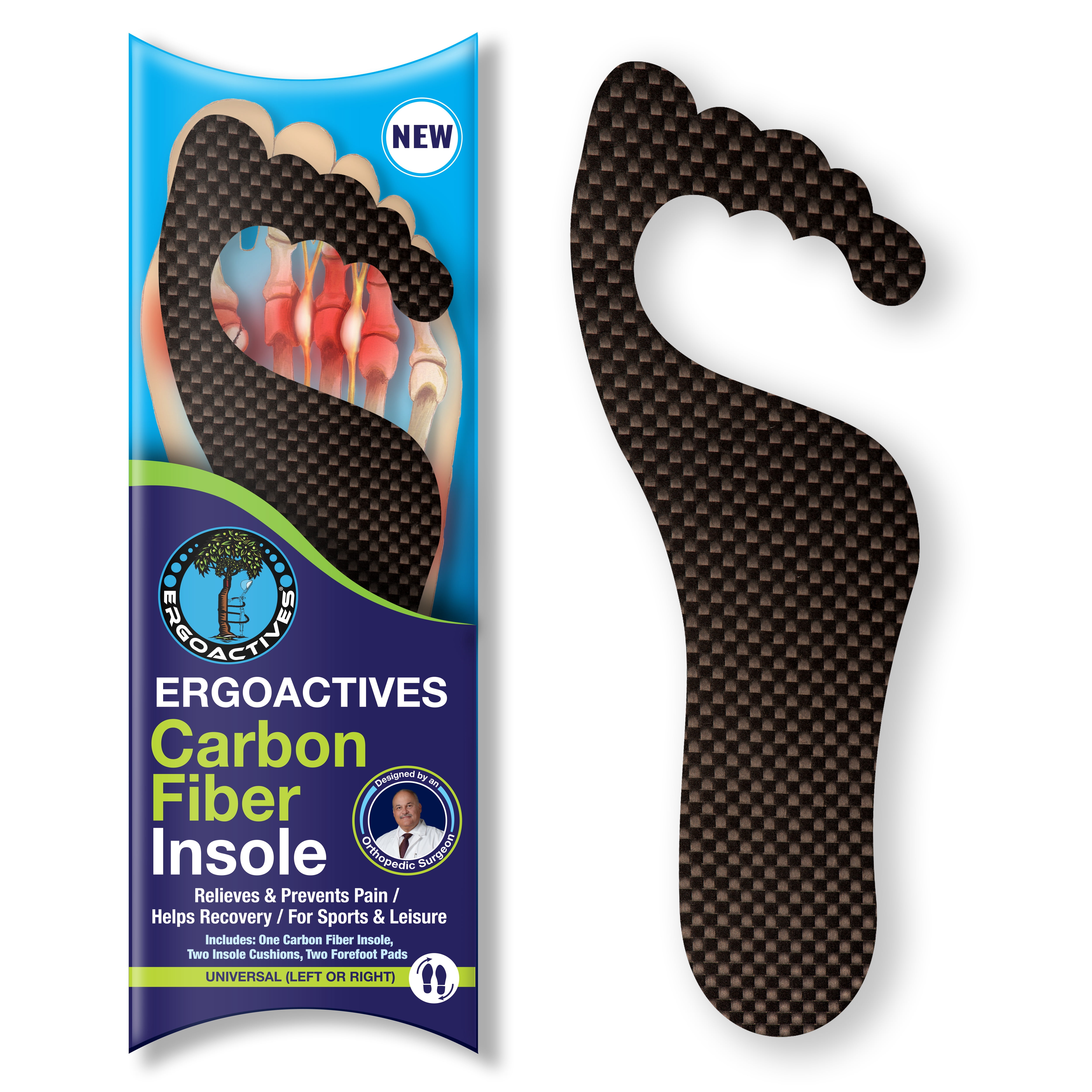 Ergo Carbon Fiber Insole Plus-Universal For Any Side With Double ...