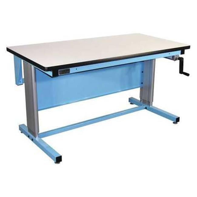 Ergo-Line Workstation, White ESD Laminate with Black T Mold, Light Blue ...