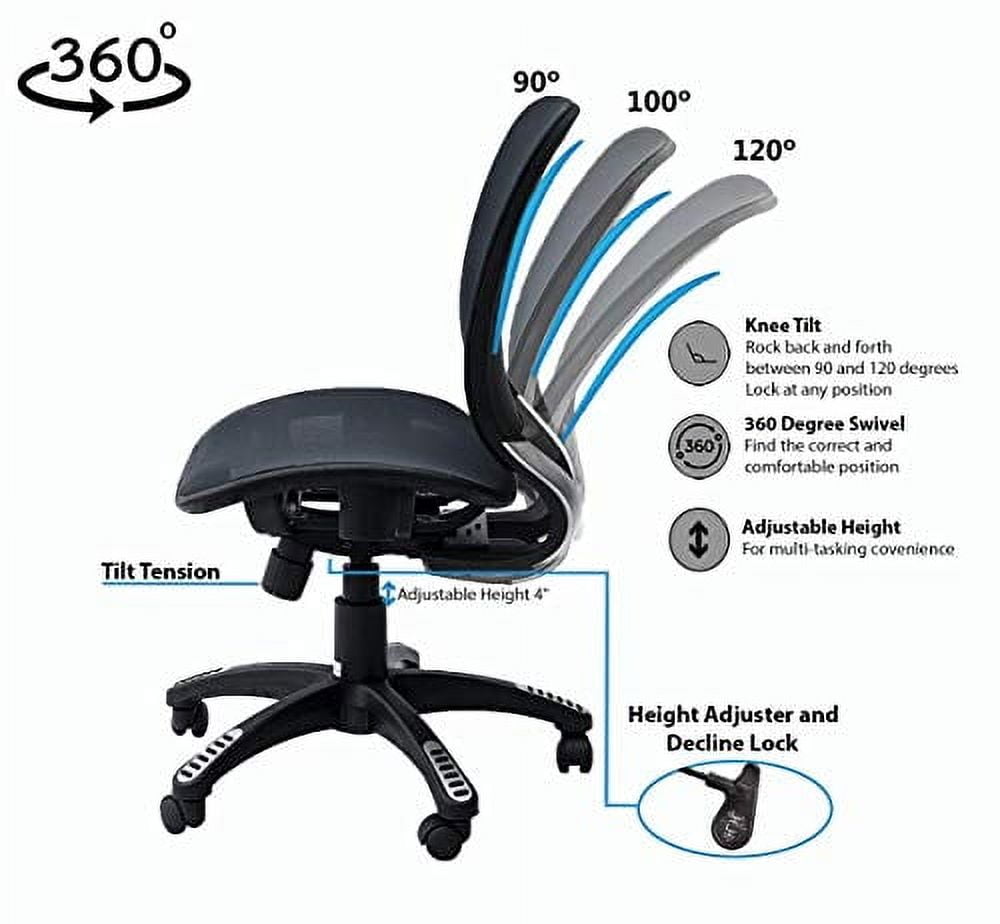 ErgoMax Fully Meshed Ergonomic Adjustable Office Chair no Armrests & no ...