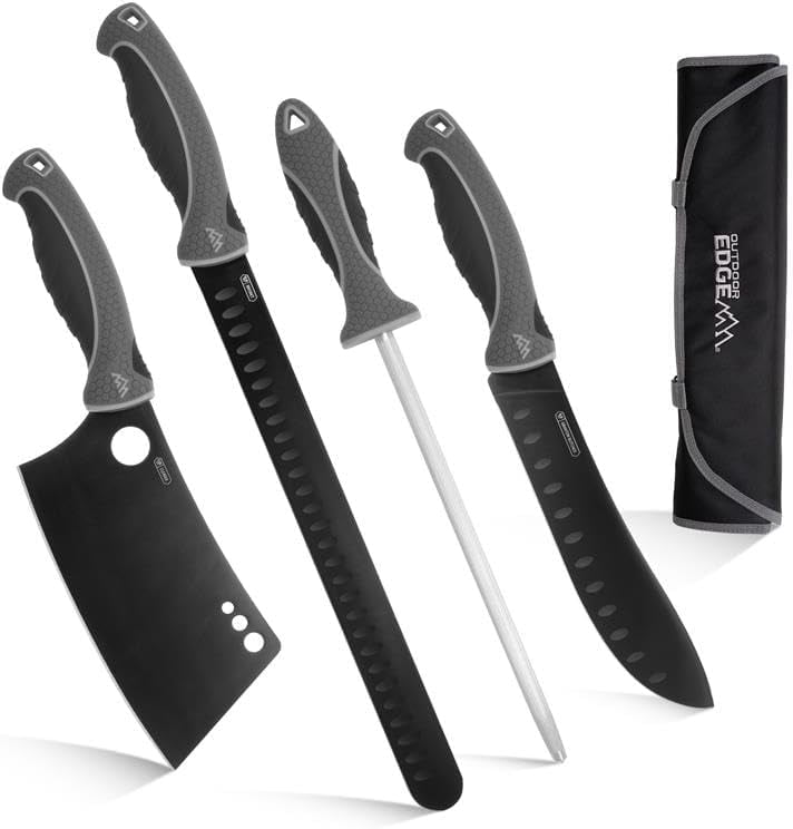 ErgoMax Meat Carver Set - Includes Cleaver, Brisket, Butcher & Honing ...